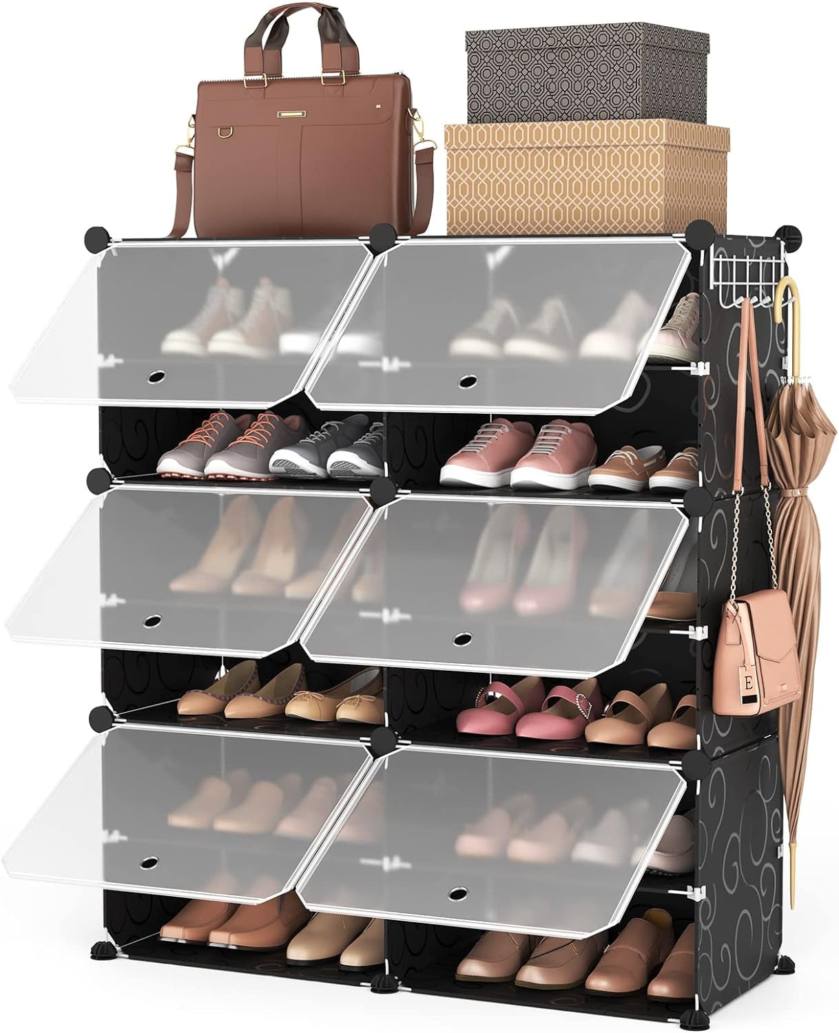 Portable Shoe Rack Organizer 8-Tier Shoe Cabinet 48-Pair Shoe Organizer ...