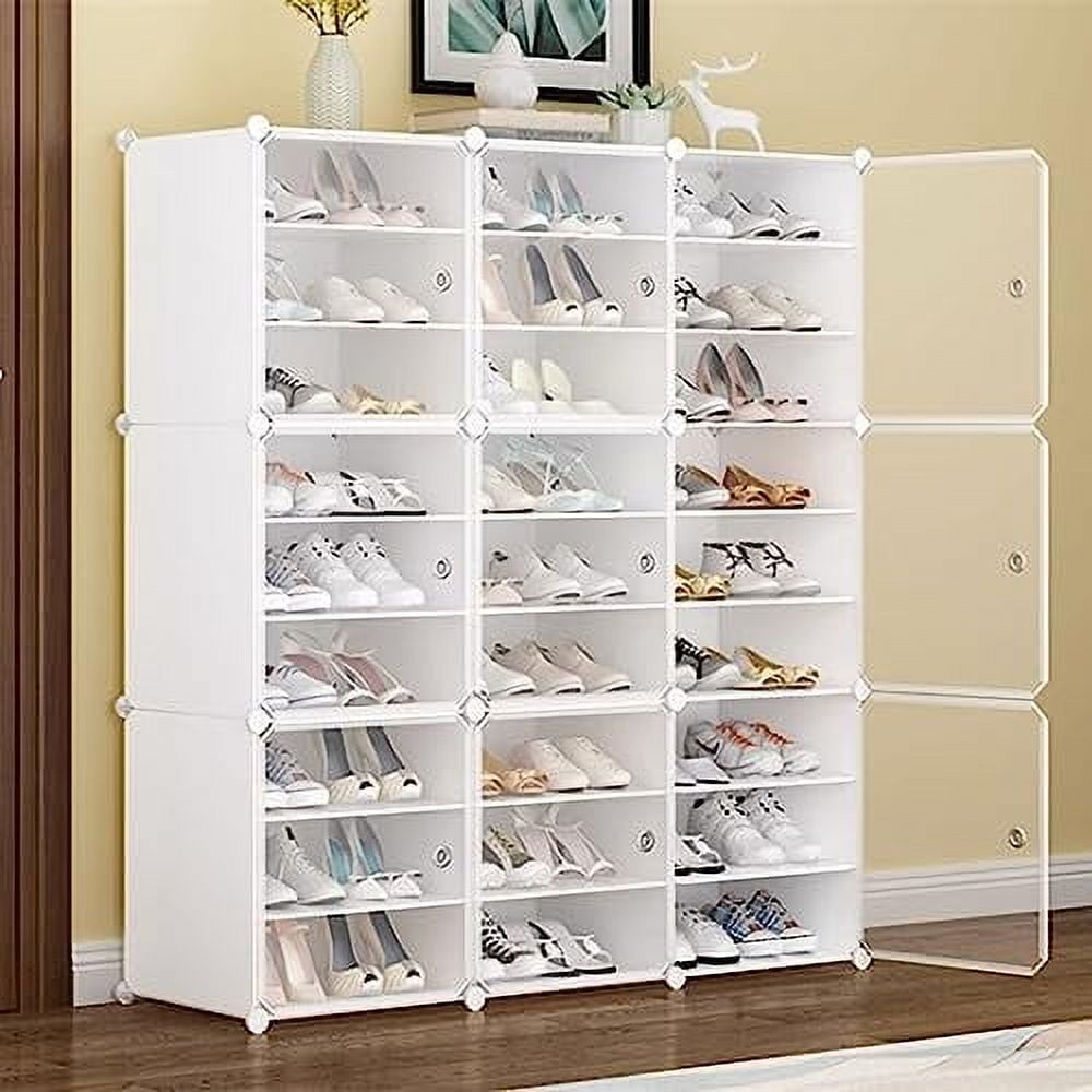 Portable Shoe Rack Organizer with Door, 72 Pairs Shoe Storage Modular ...