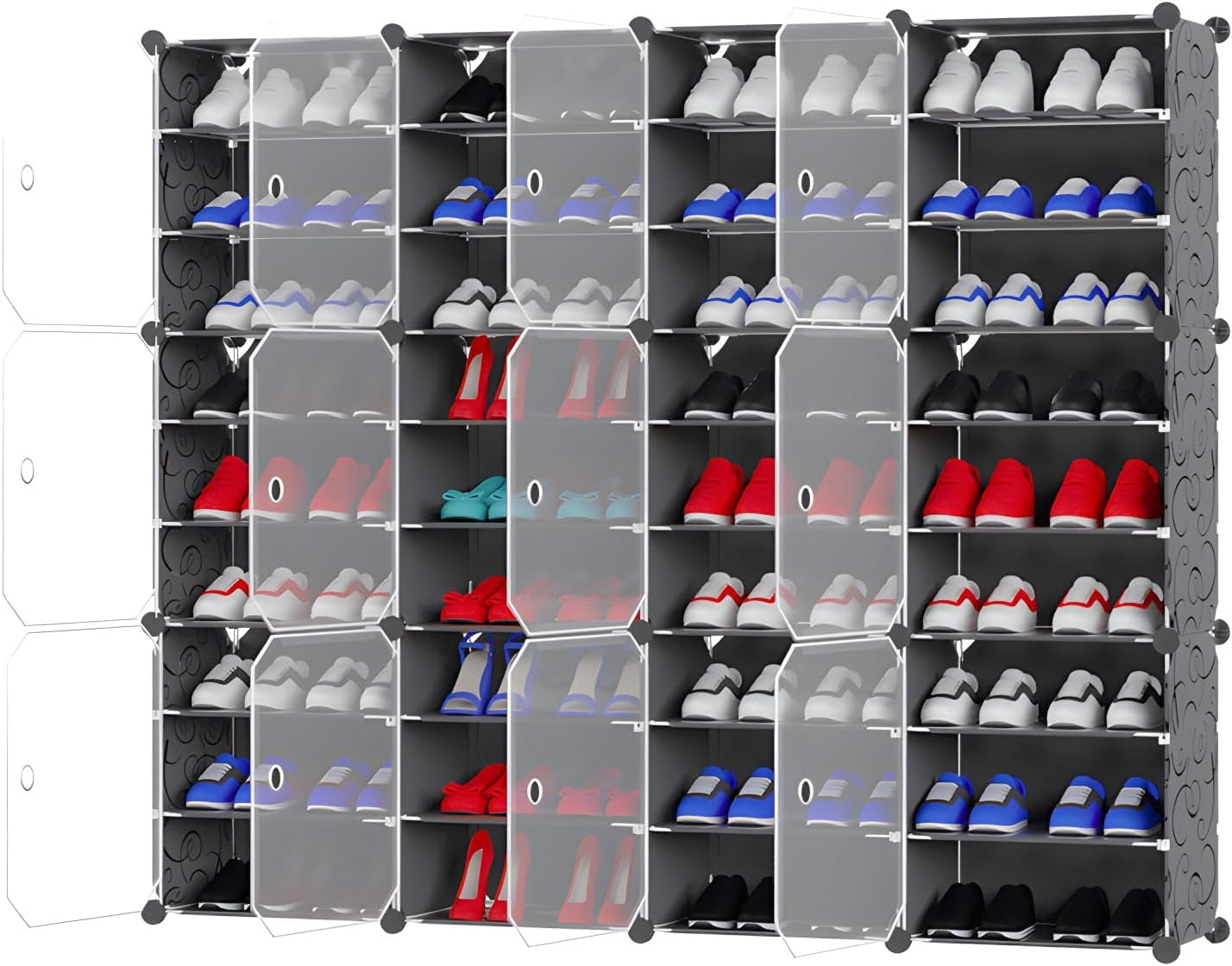 Portable Shoe Rack Organizer with Doors, 9-Tier 72 Pairs Stackable Shoe ...
