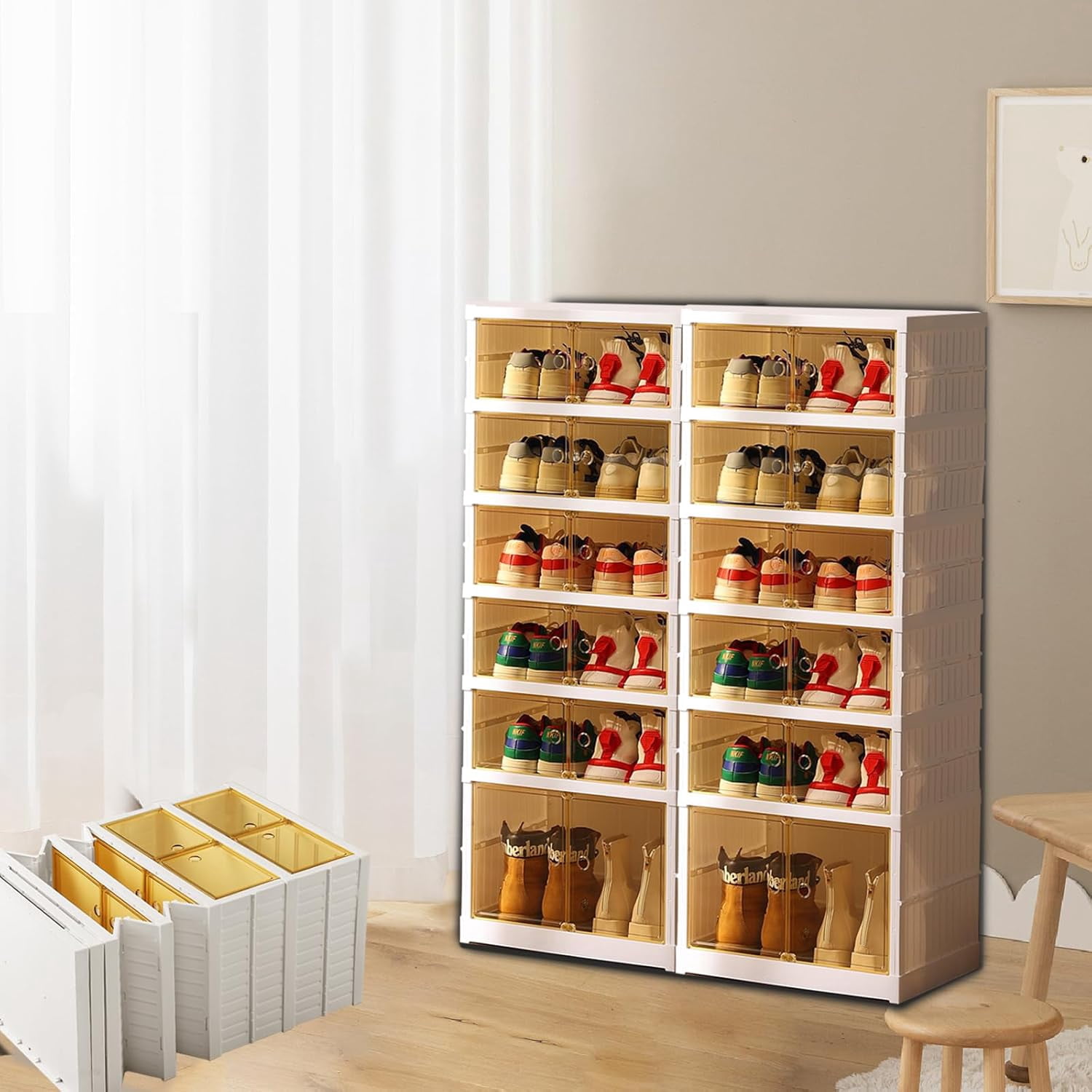 Portable Shoe Rack Organizer, Stackable Sneaker Storage Shoe Cabinet ...