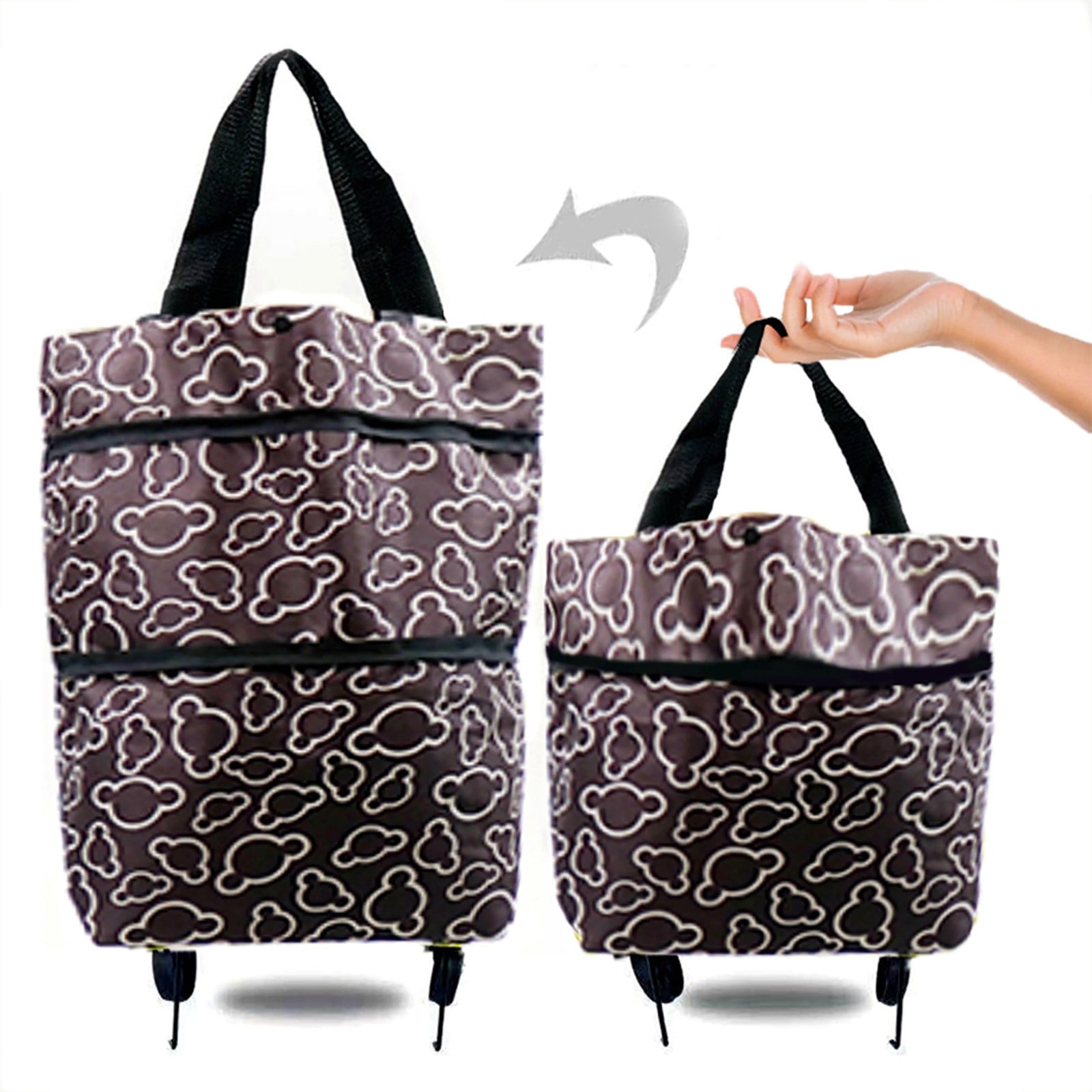 Portable Shopping Wheel Bag Trolley with Telescopic Handle 30L Foldable ...