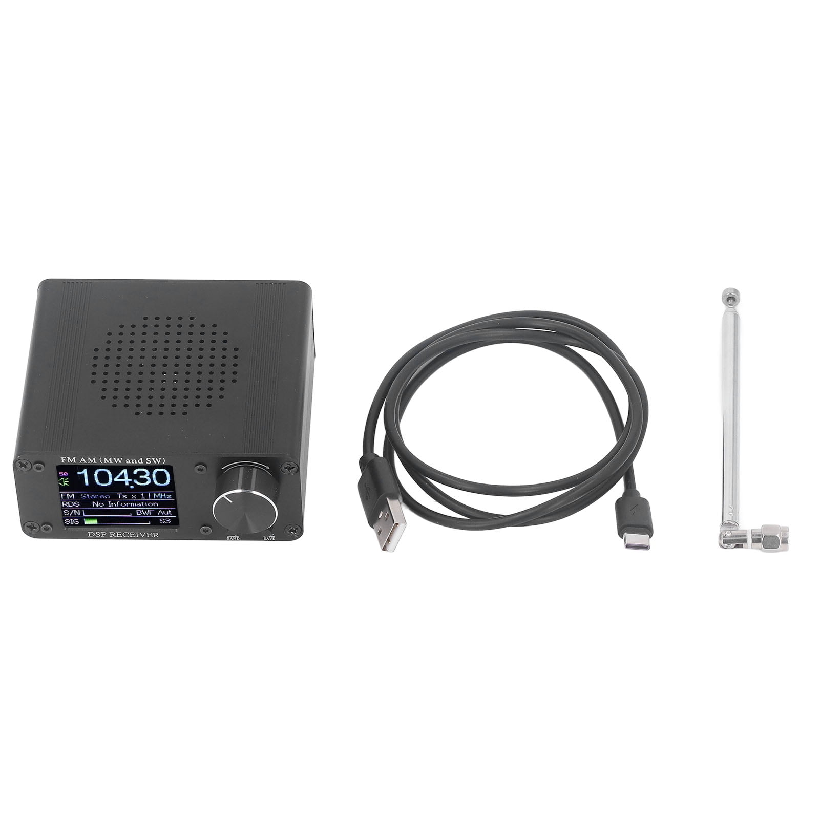 Portable Shortwave Radio FM AM Frequency Receiver 5W Aluminum Alloy Case External Headphones ...