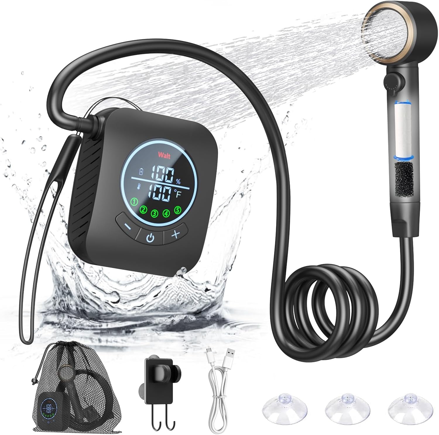 Portable Shower – 8000mAh Rechargeable Camping Shower, 6.0L/min ...