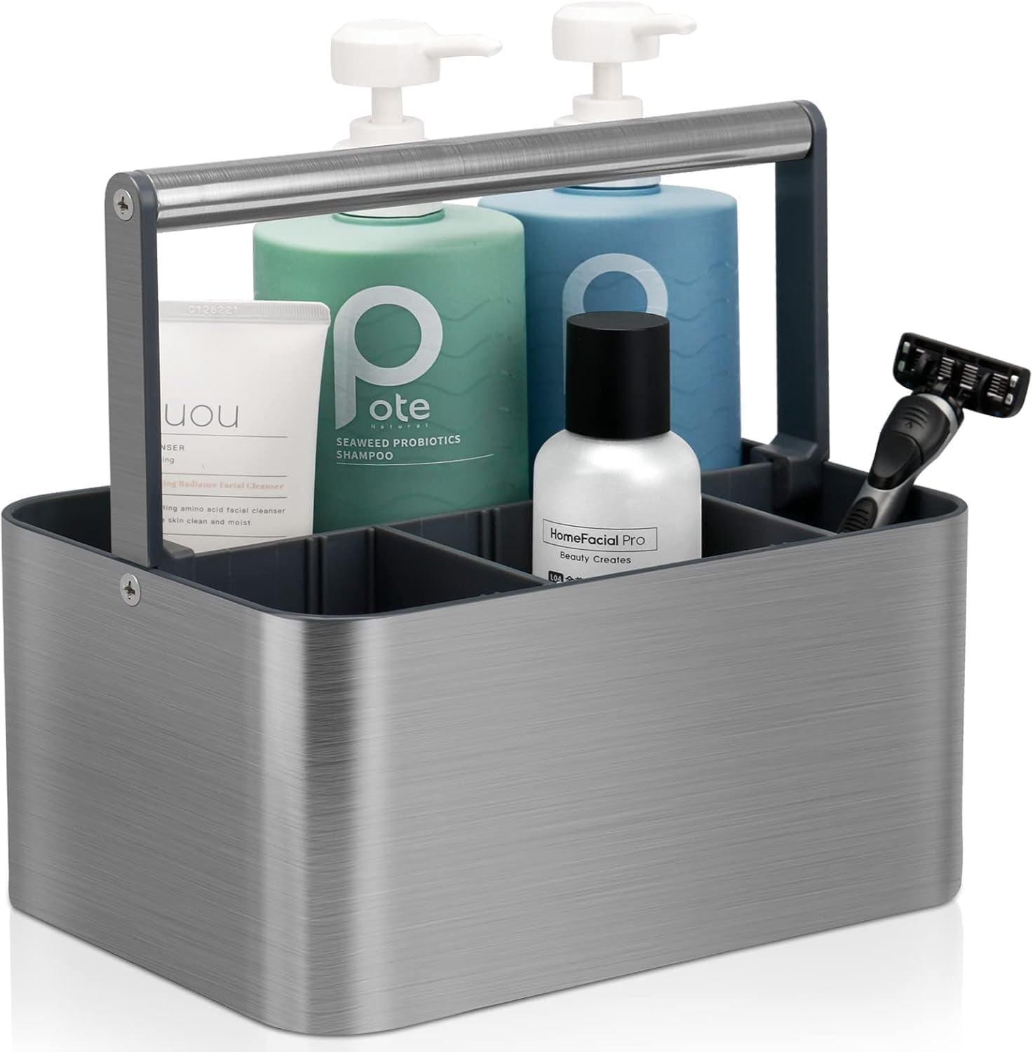 Portable Shower Caddy Basket Bin with Handle and Adjustable dividers ...