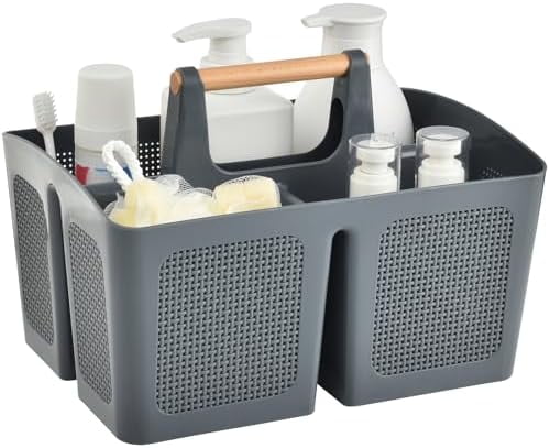 Portable Shower Caddy Basket with Compartments, Plastic Divided ...