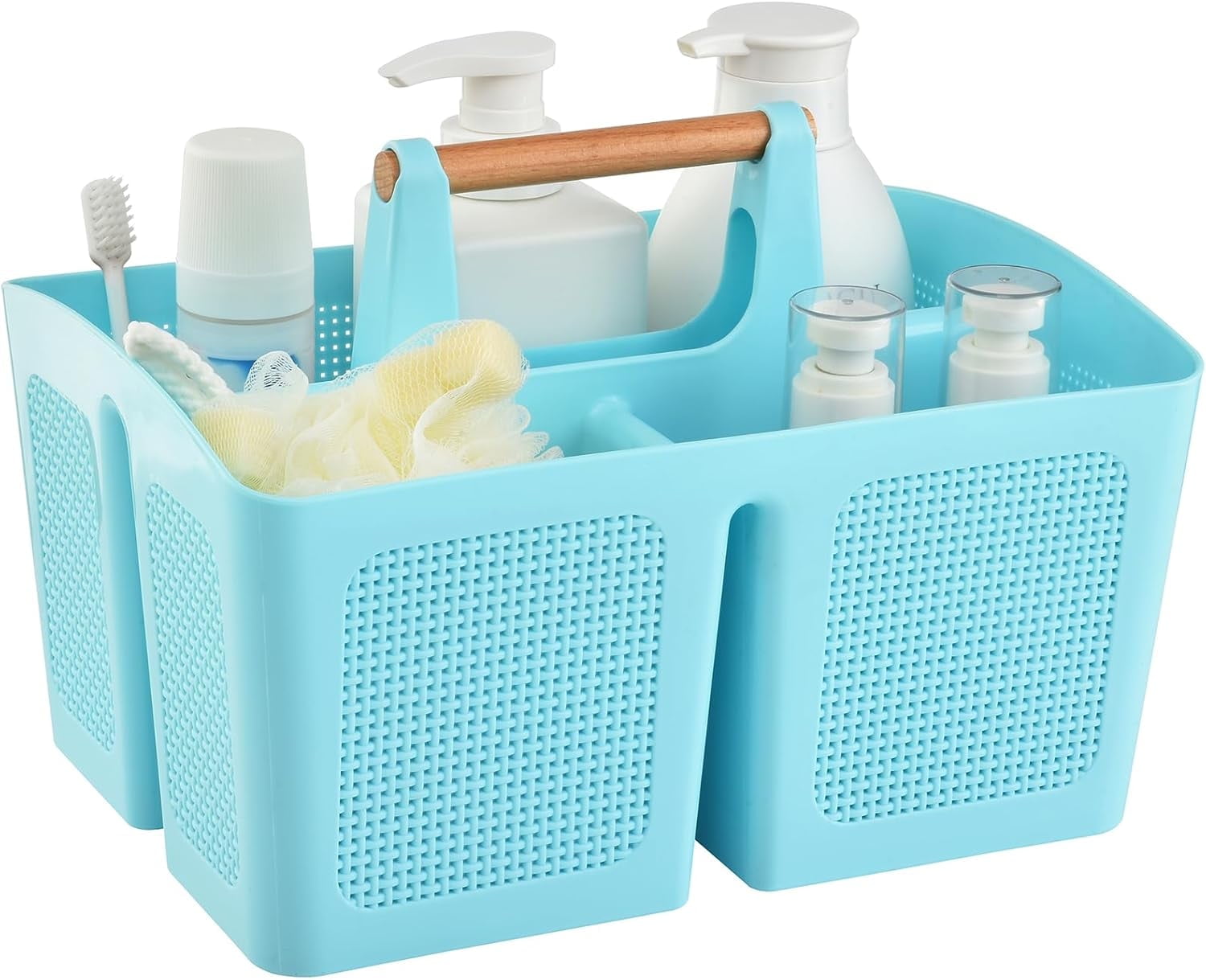 Portable Shower Caddy Basket with Compartments, Plastic Divided ...