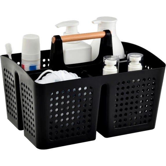 Portable Shower Caddy Basket with Compartments, Plastic Divided ...