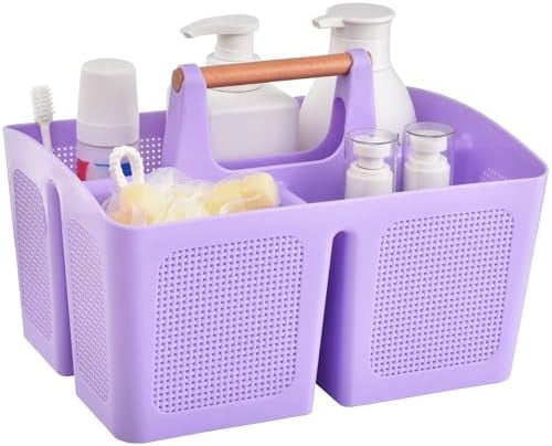 Portable Shower Caddy Basket with Compartments, Plastic Divided ...