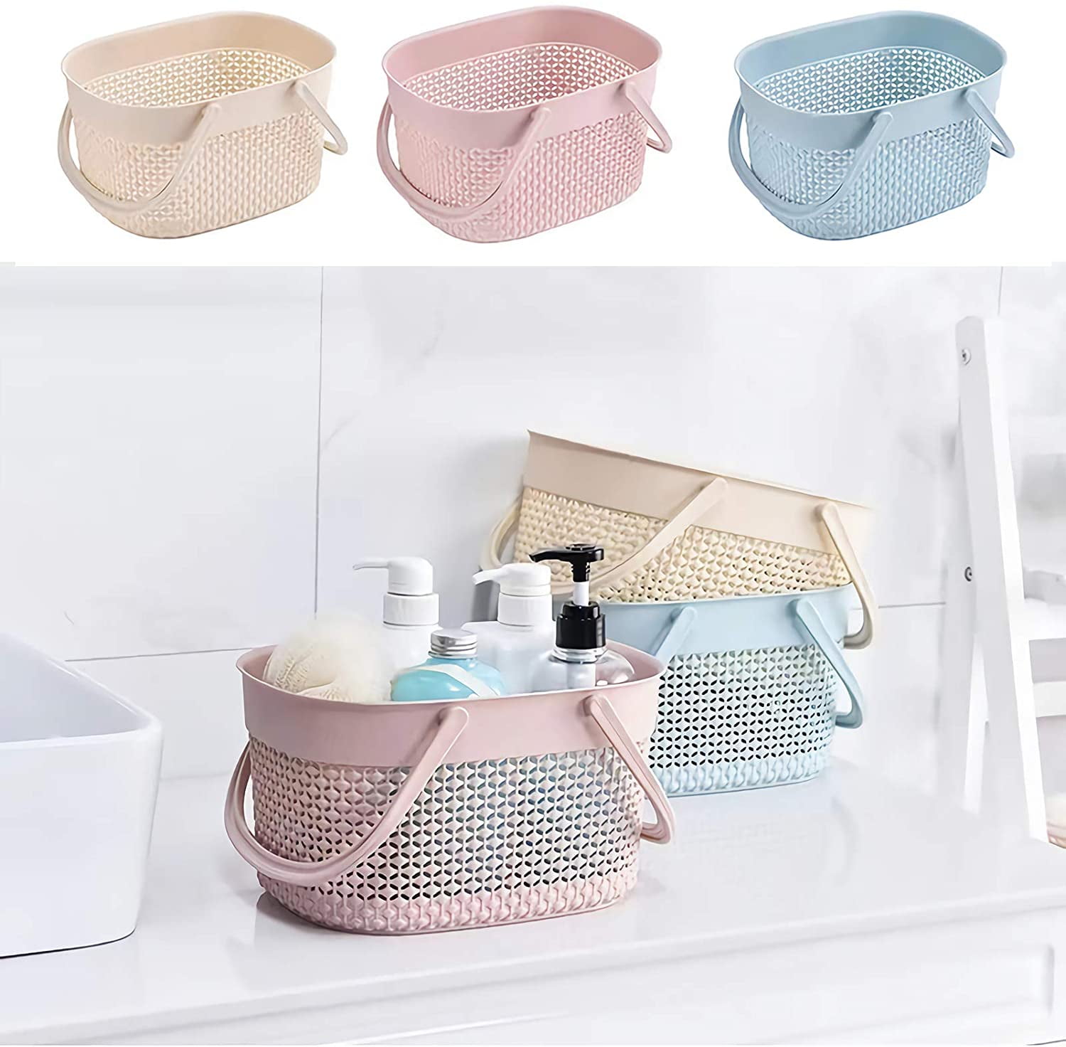 Portable Shower Caddy Baskets, Plastic Organizer Storage Tote with ...