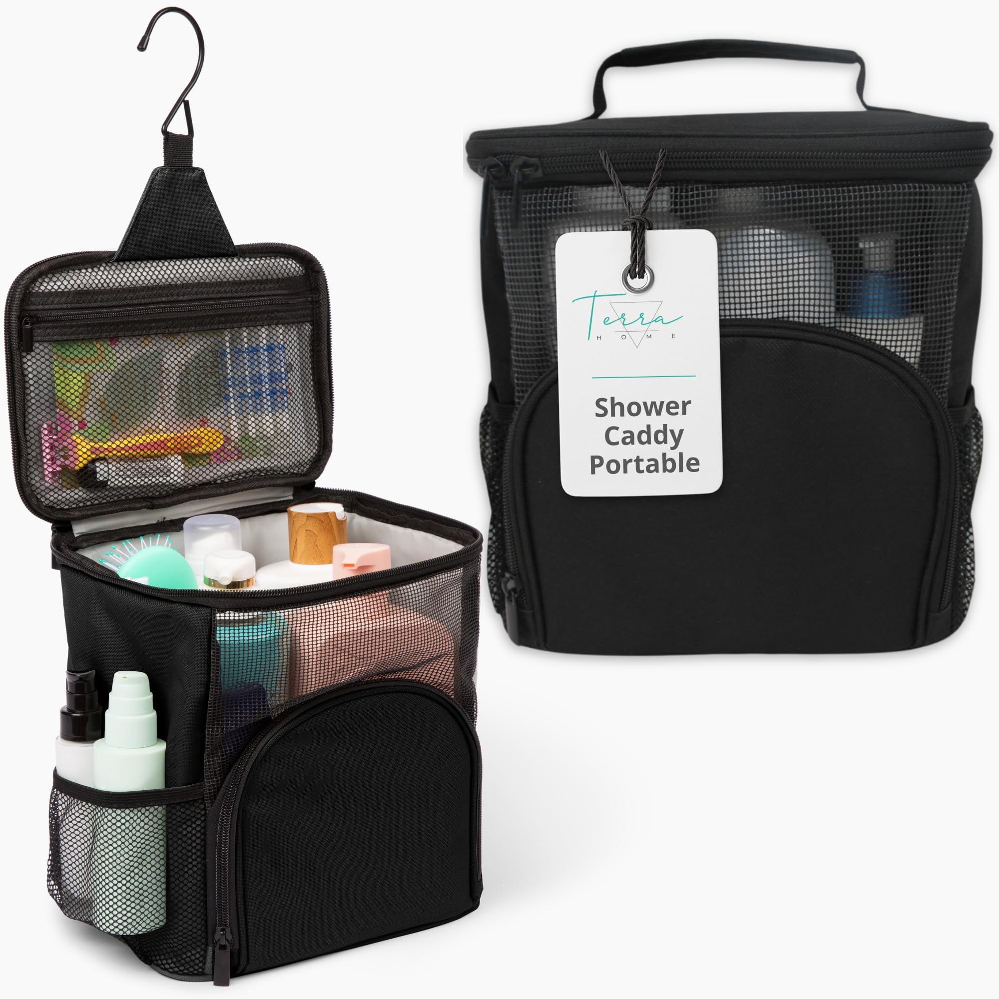 Portable Shower Caddy for College Dorms, Foldable Mesh Hanging Toiletry ...