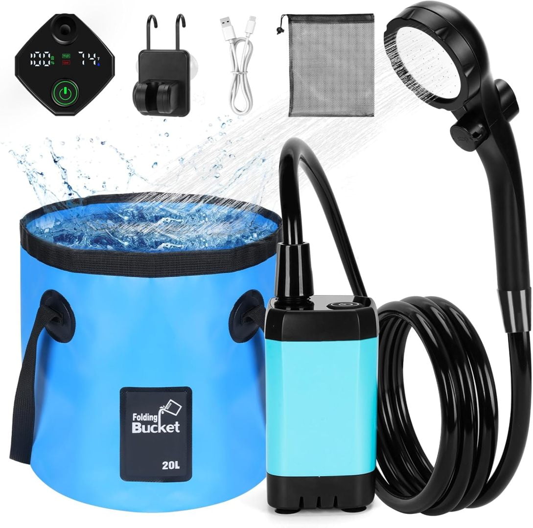 Portable Shower for Camping with 20L / 5.28 Gallons Foldable Bucket ...