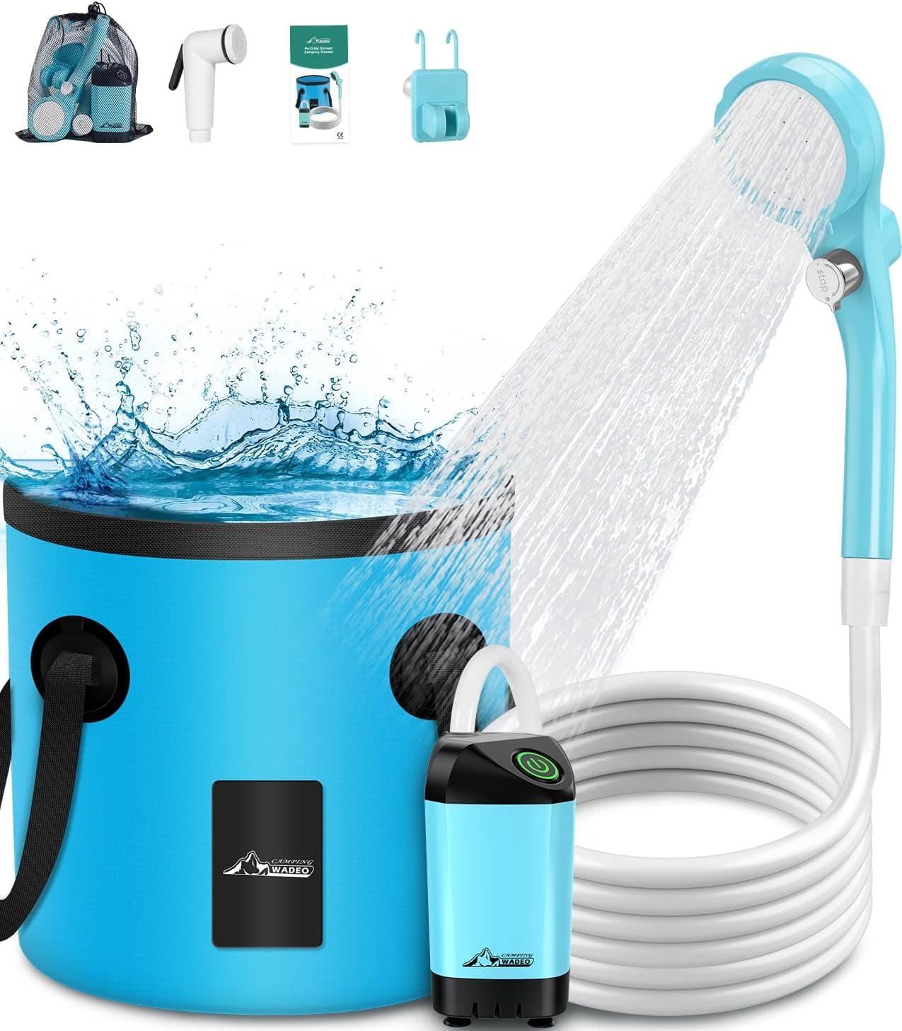 Portable Shower for Camping, Outdoor Electric Shower Rechargeable Pump ...