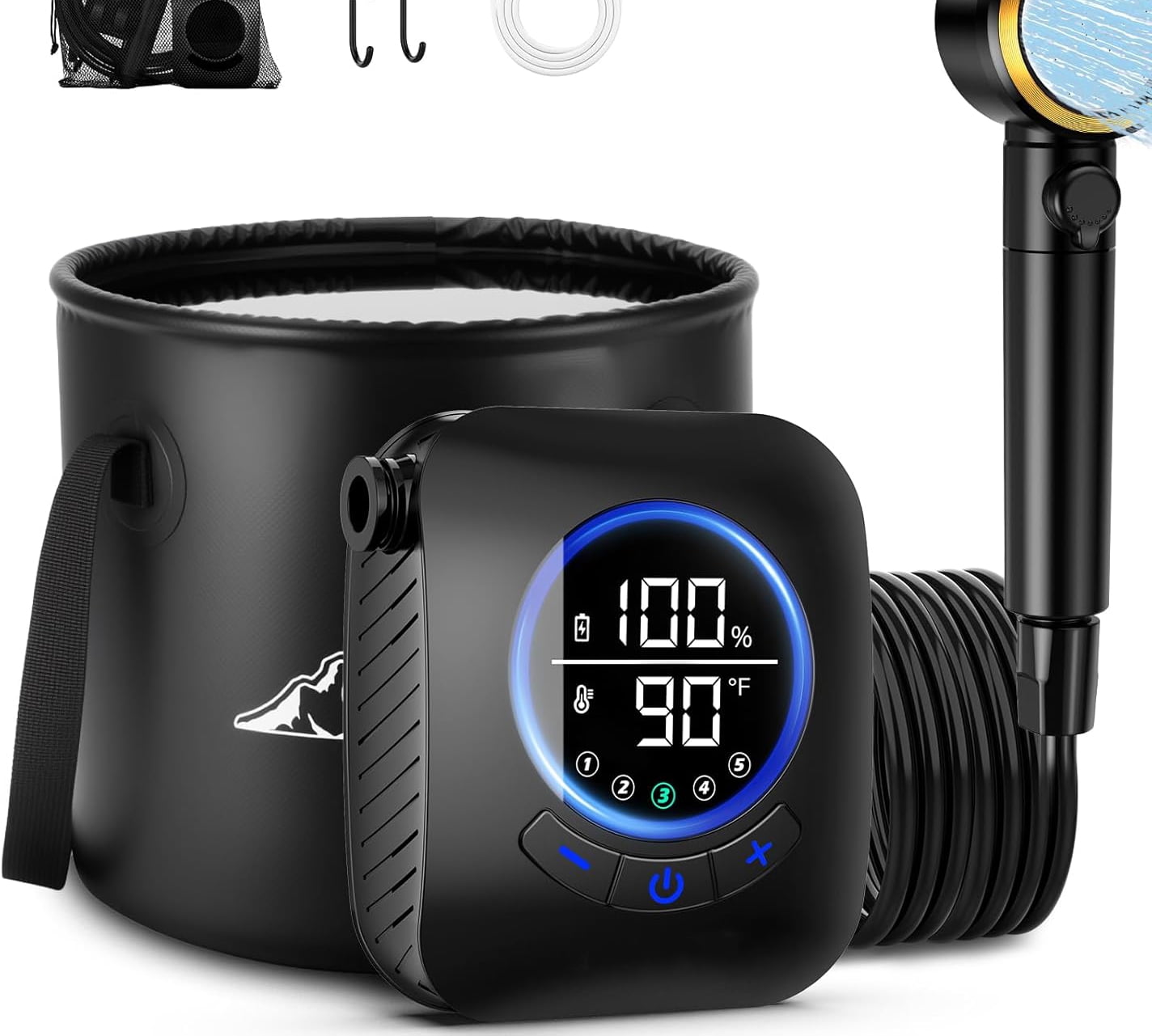 Portable Shower, Rechargeable Shower Pump with Foldable Bucket ...