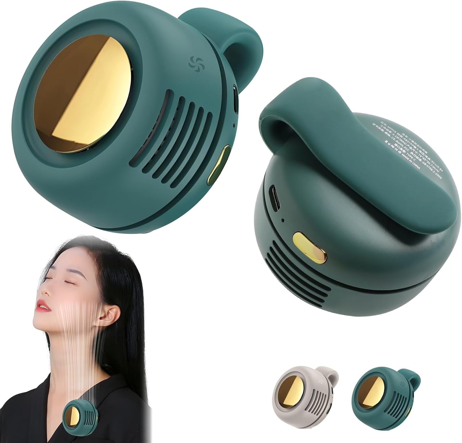 Portable Silent Mini Bladeless Electric Fan, 3 Speeds Hands-Free Mini ...