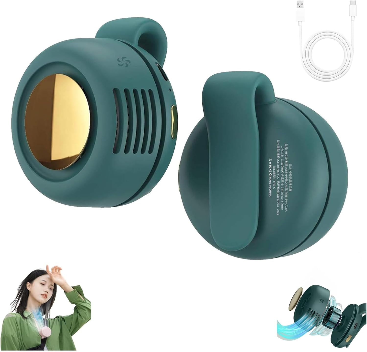 Portable Silent Mini Bladeless Electric Fan, High Power and 3 Speed ...
