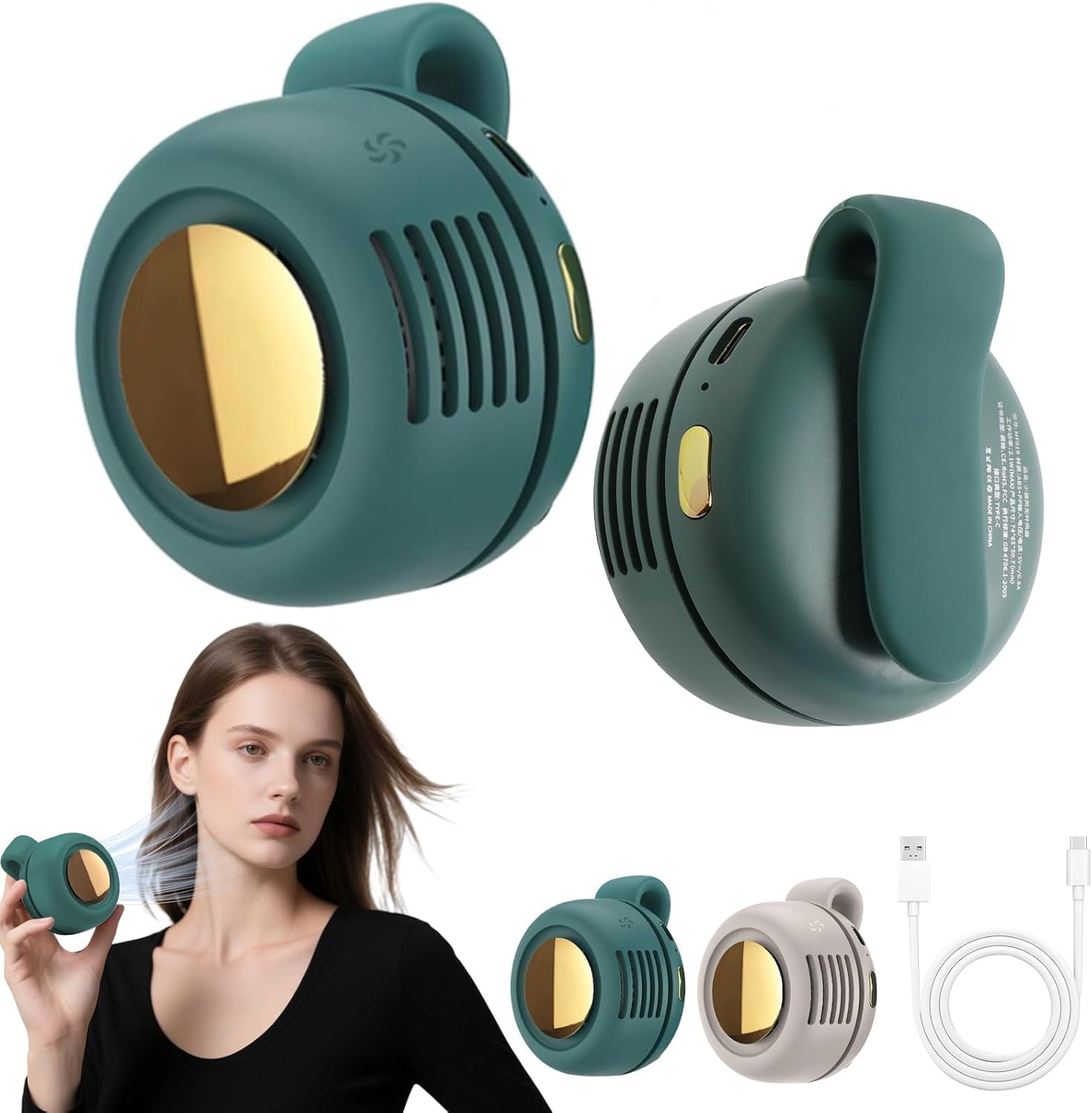 Portable Silent Mini Bladeless Fan Clip On, 2025 New Adjustable 3-Speed ...