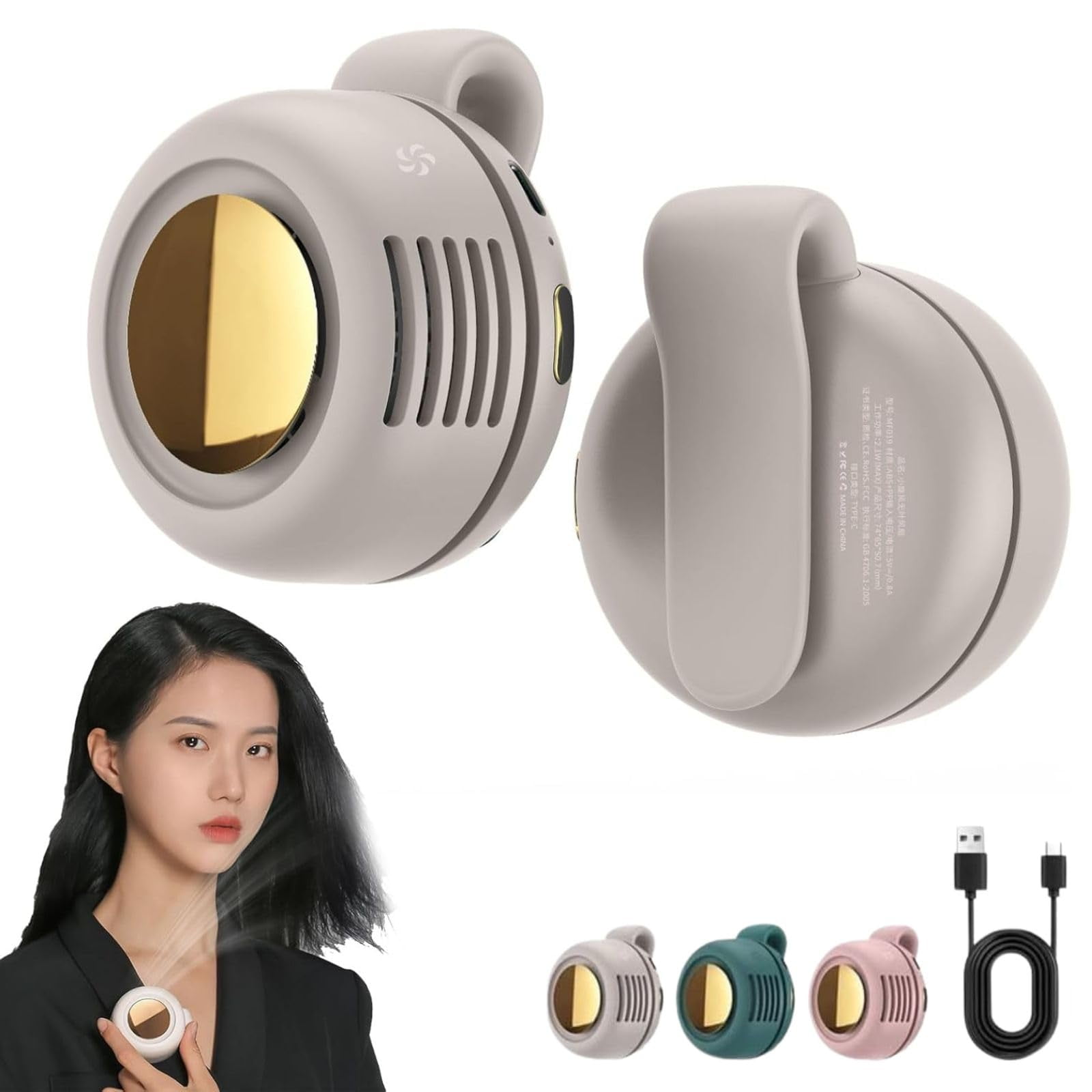 Portable Silent Mini Bladeless Fan Clip On, 2025 New Adjustable 3-Speed ...