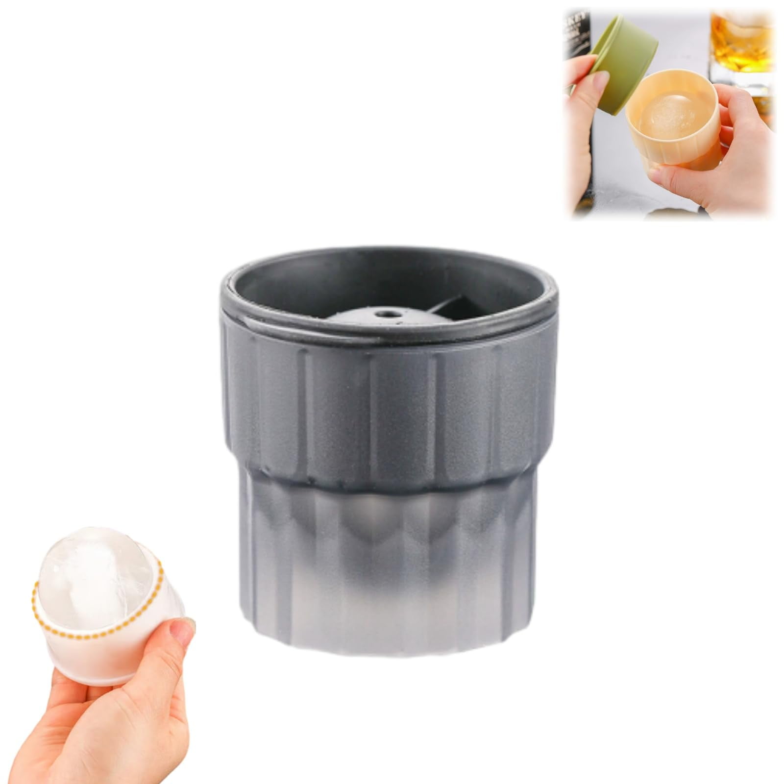 Portable Silicone Ice Ball Maker, 2025 New 2.4 Inch Round Ice Cube Mold ...
