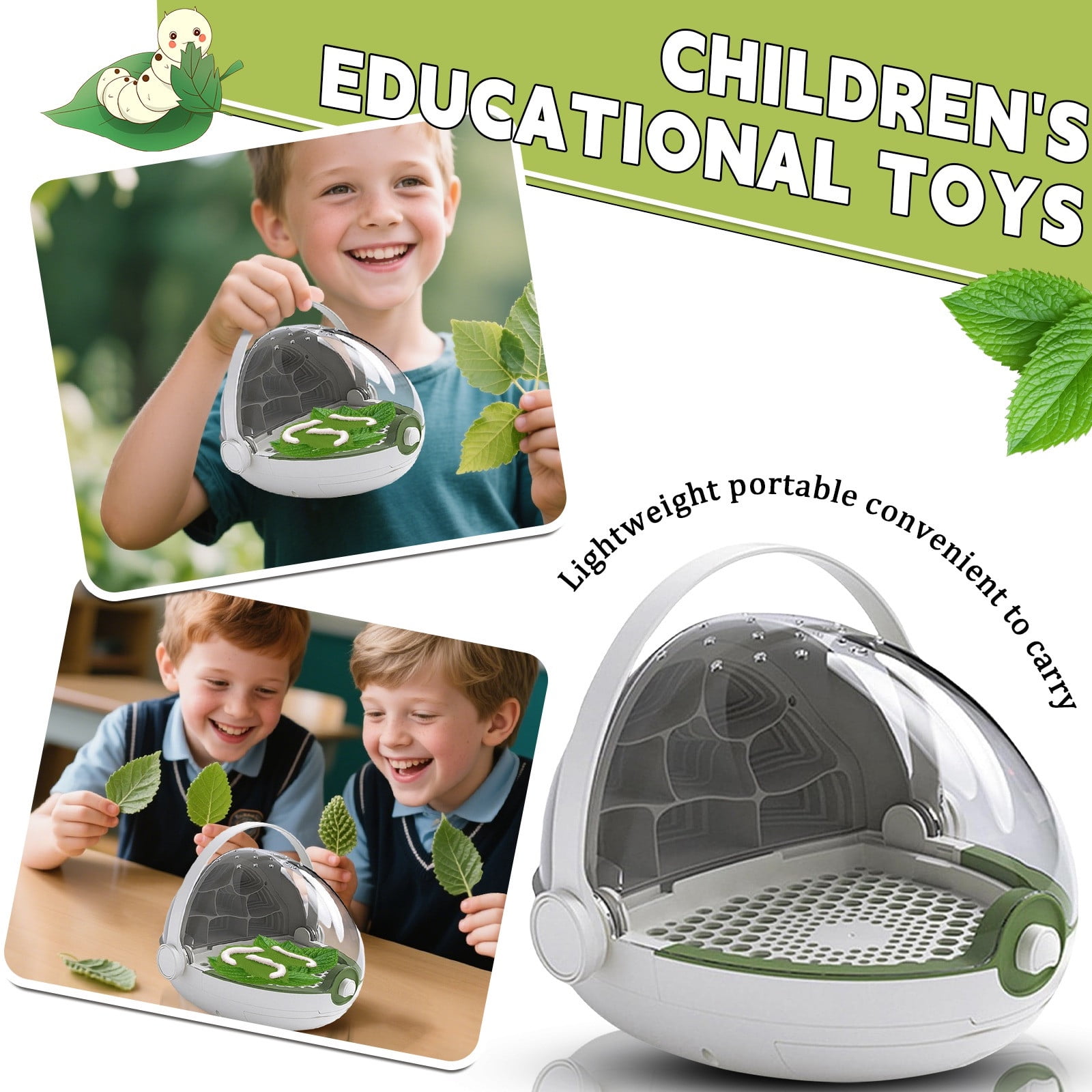 Portable Silkworm Transport Container Kids Outdoor Toys Reptile Feeding ...