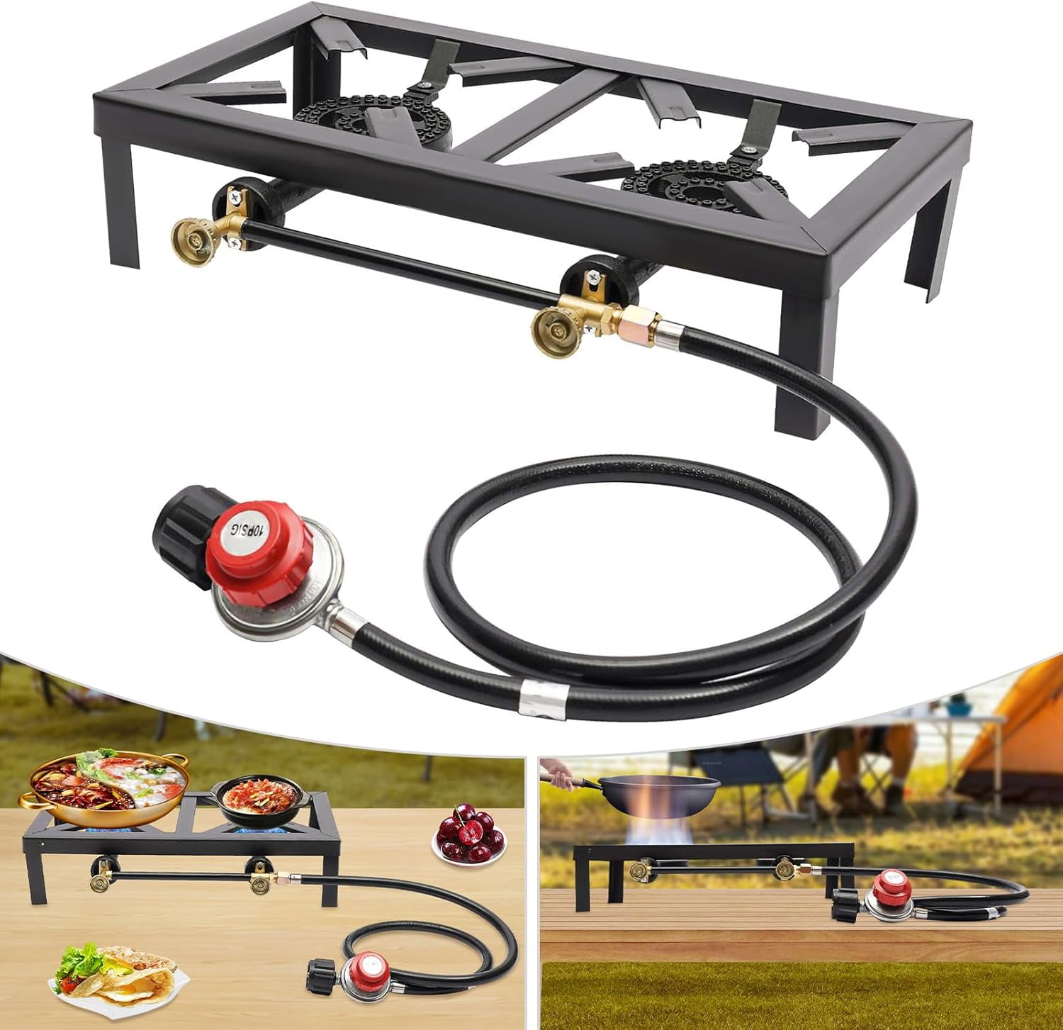 Portable Single Burner Outdoor Gas Stove Propane Cooker, Square ...