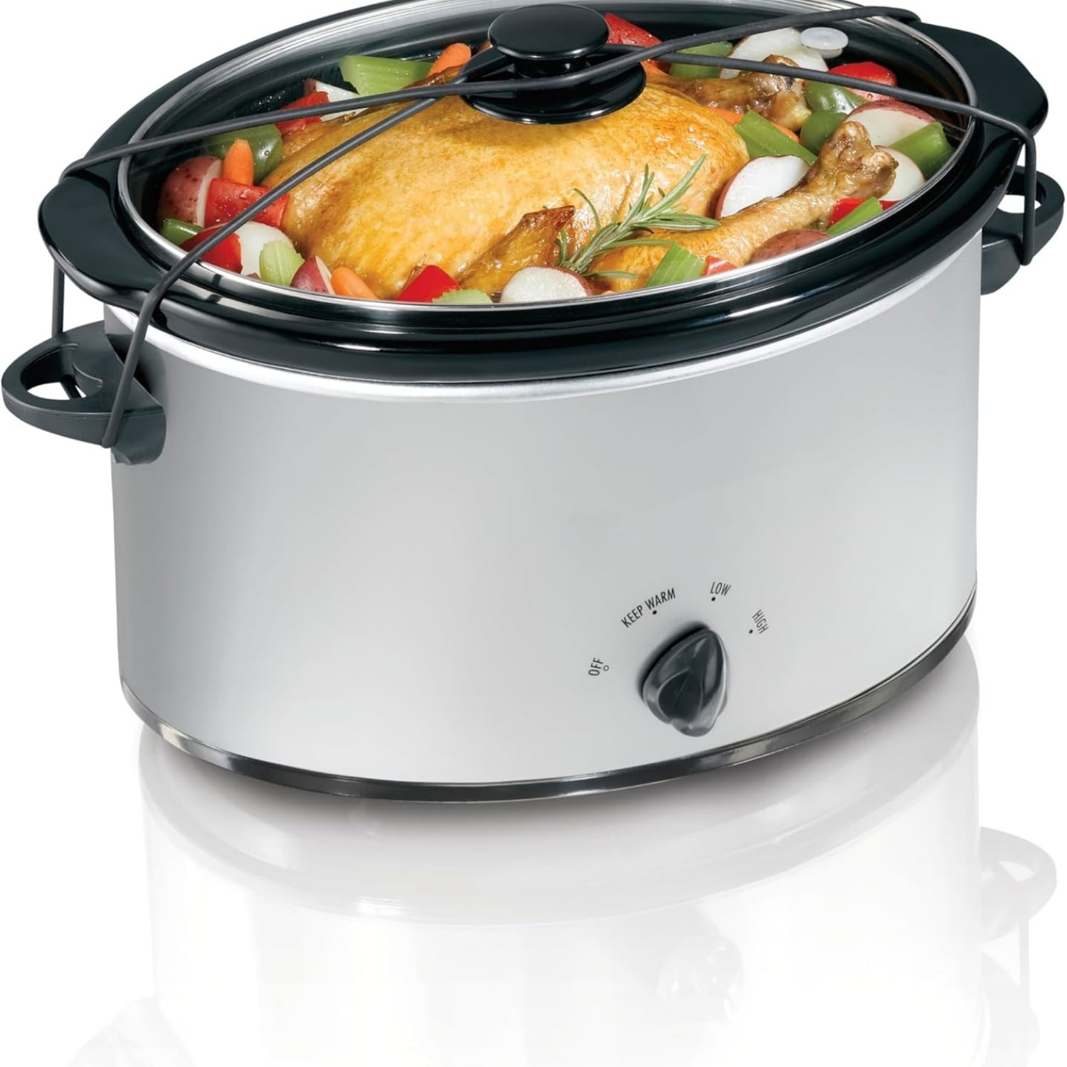 Portable Slow Cooker Serves 8+, Dishwasher Crock, Lid Latch Strap for ...