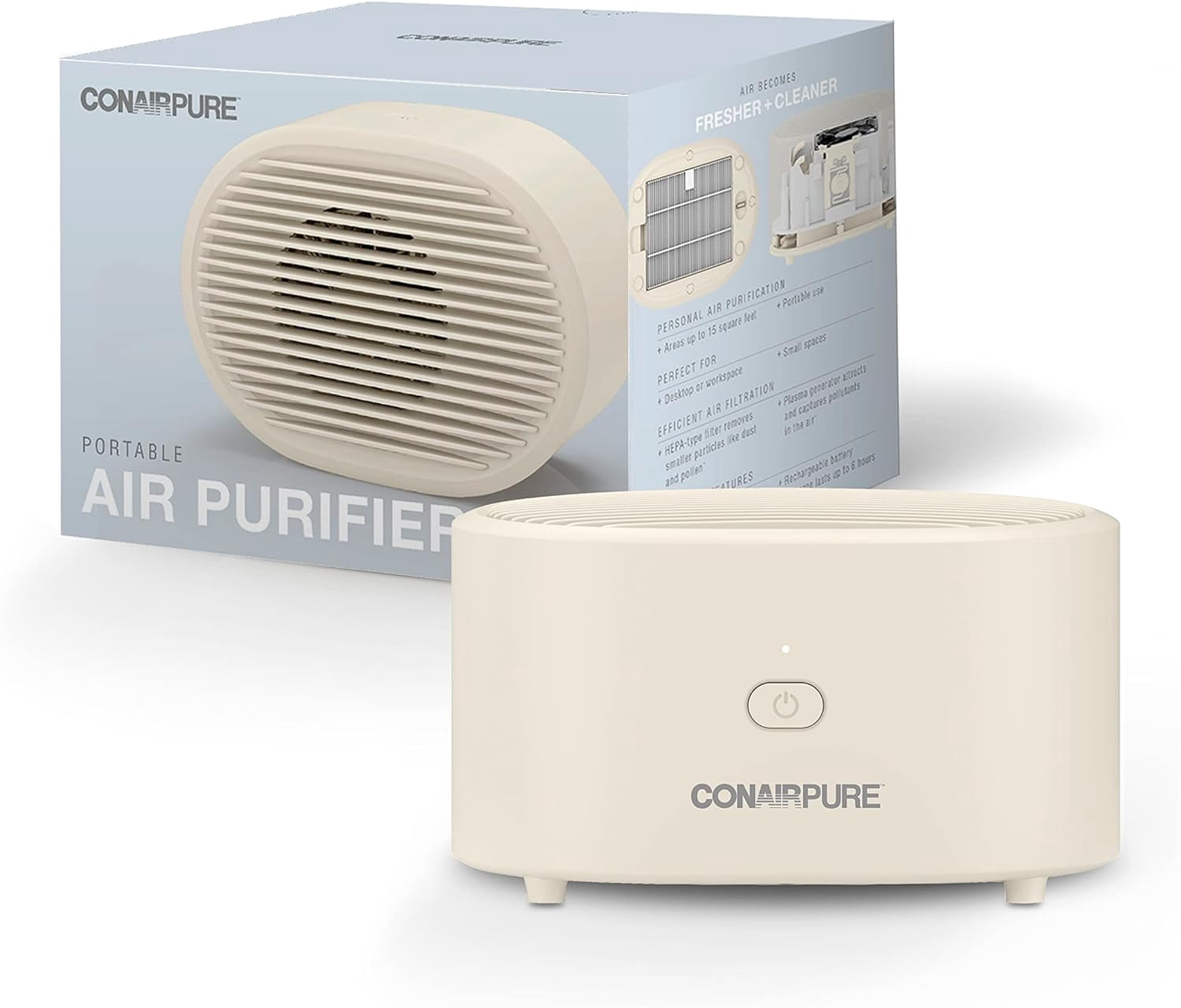 Portable Small Air Purifier with Rechargeable Battery HEPA 10 Filter ...