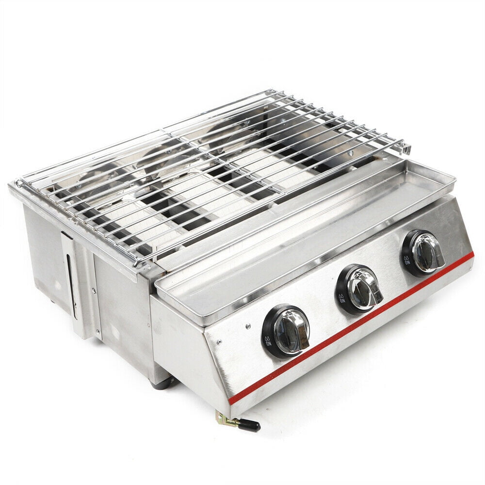 Portable Small Gas Barbecue Grill,Gas BBQ Grill with 3 Burner Switches ...