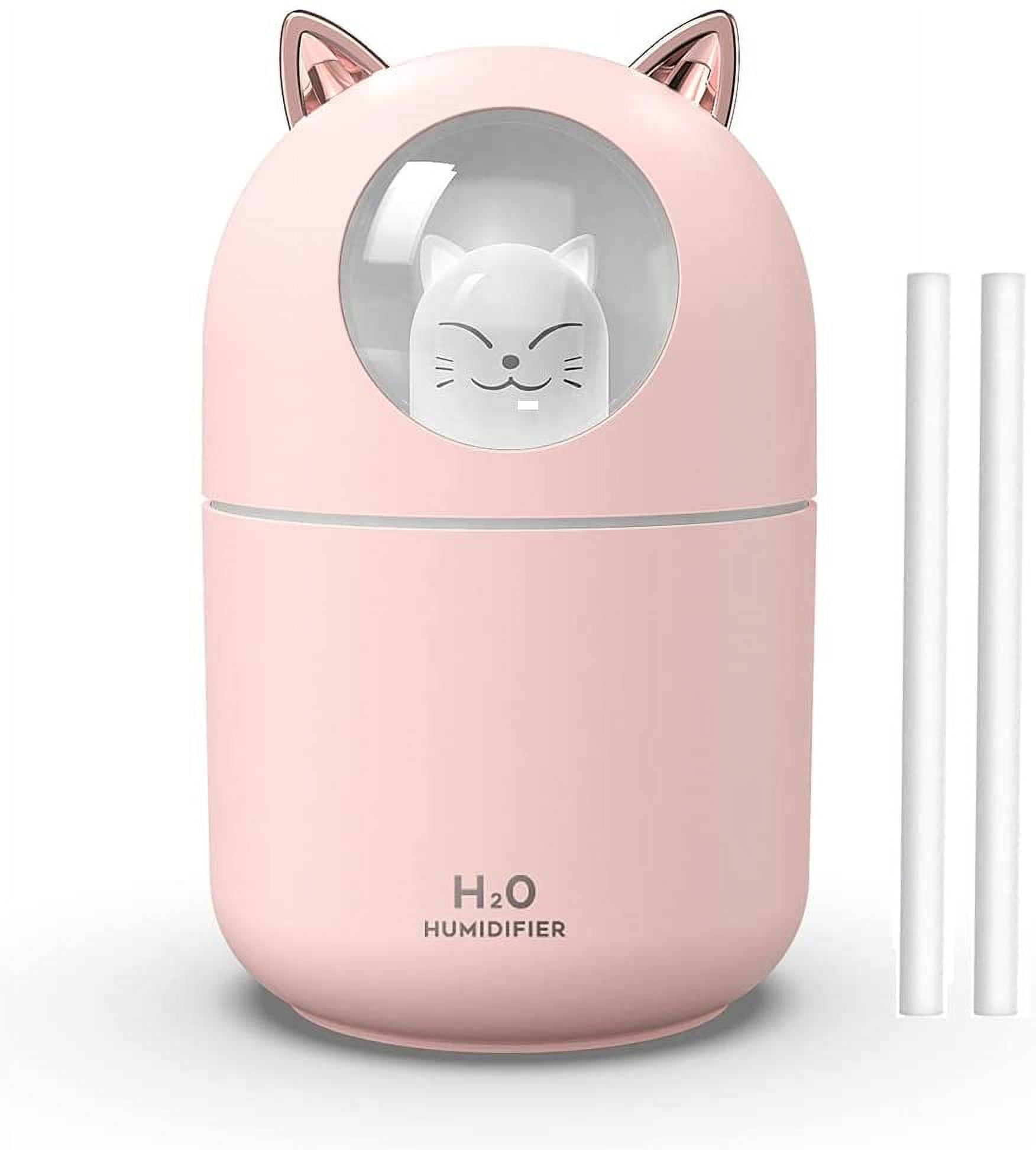 Portable Small Humidifier, 300ml Mini Cool Mist Humidifier with Night ...