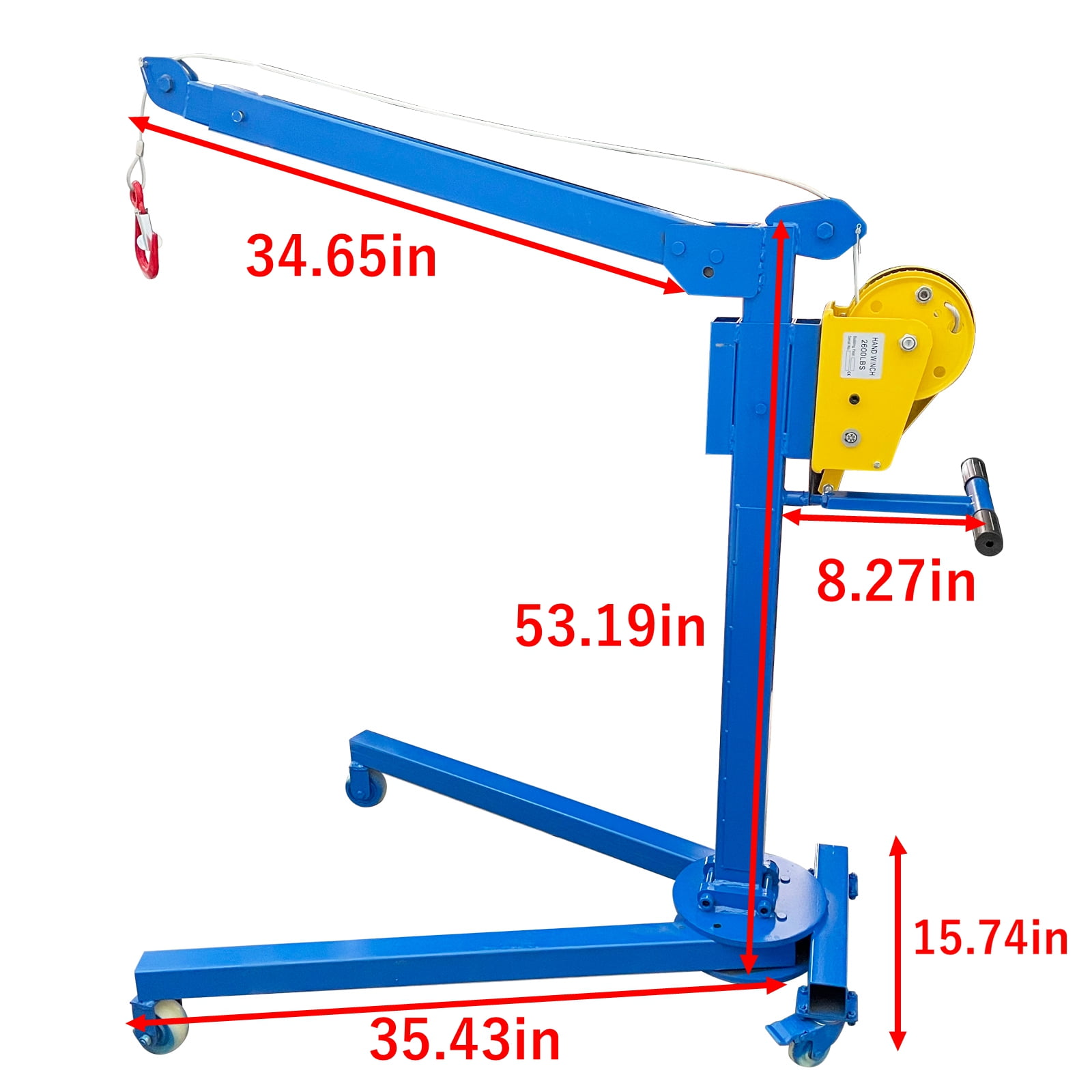 Portable Small Lift Floor Crane Foldable Mobile Hand Lift Hoist Crane ...