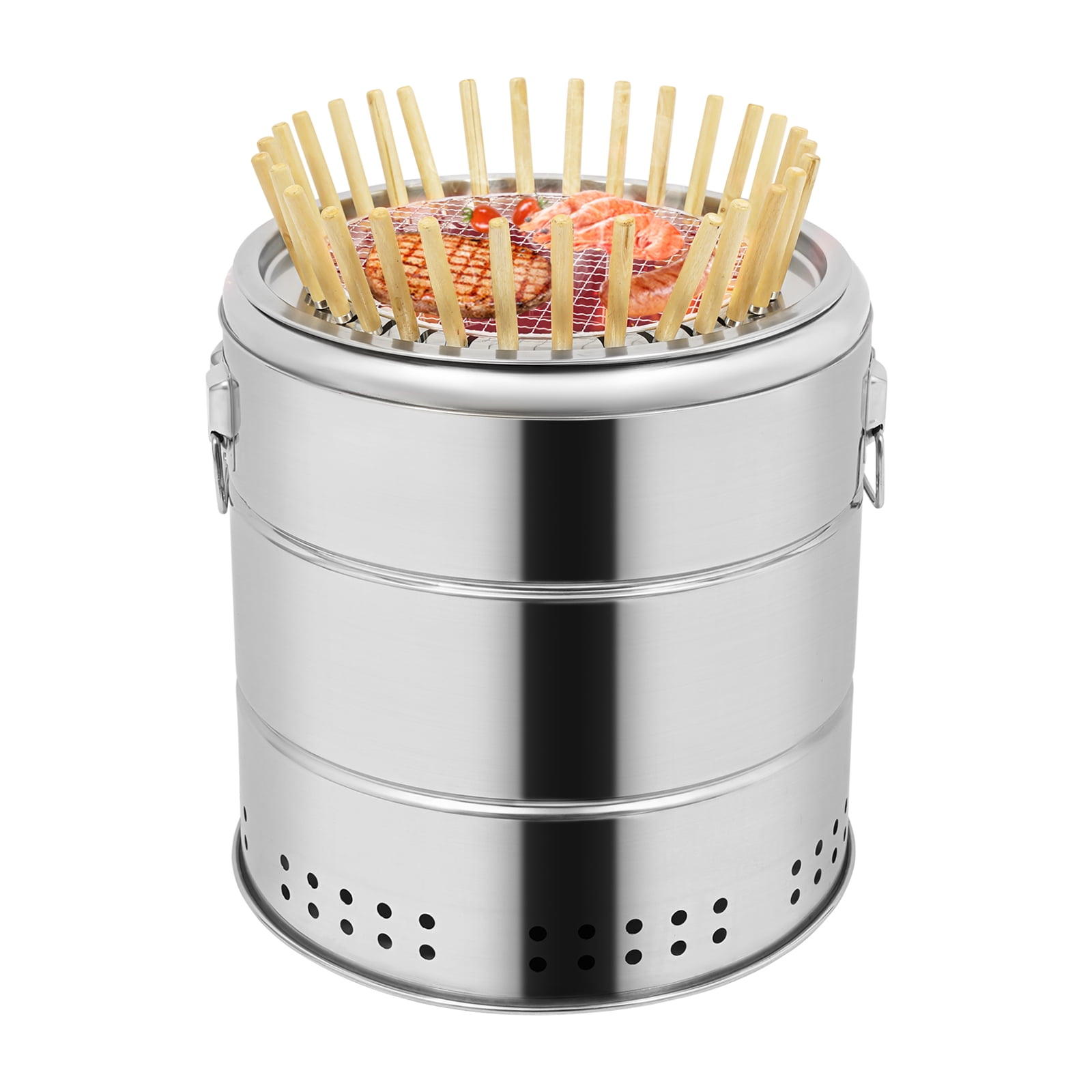 Portable Smokeless Barbecue Charcoal Barrel Grill, Stainless Steel ...