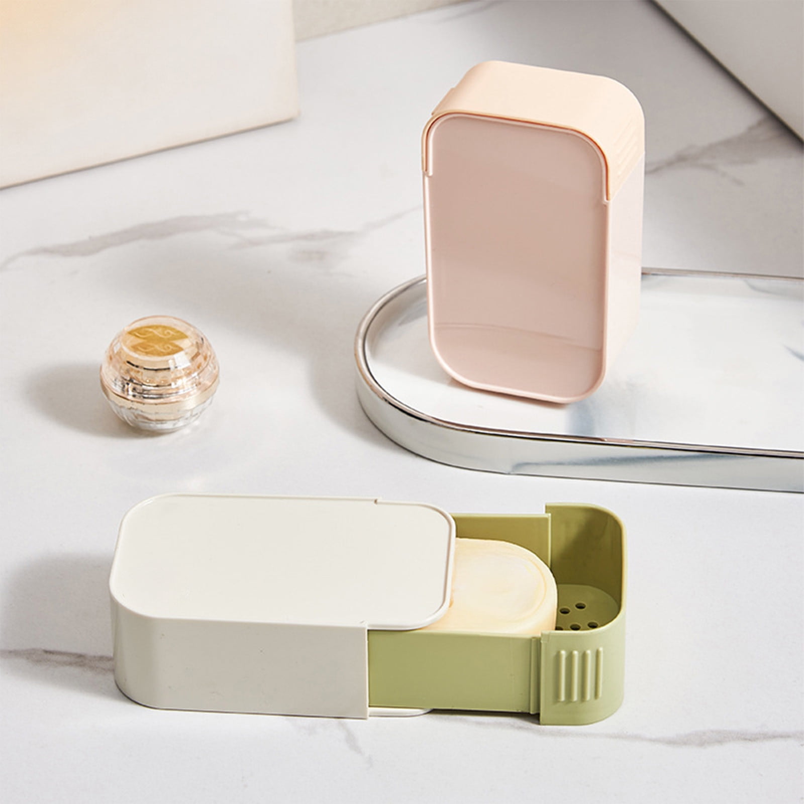 Portable Soap Box for Travel - Double Drainage Sealed Leak-Proof Soap ...
