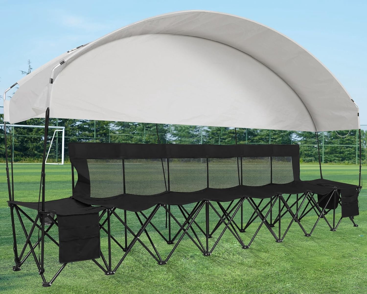 Portable Soccer Bench with Canopy - Team Bench Soccer 6 Seats with Ba ...