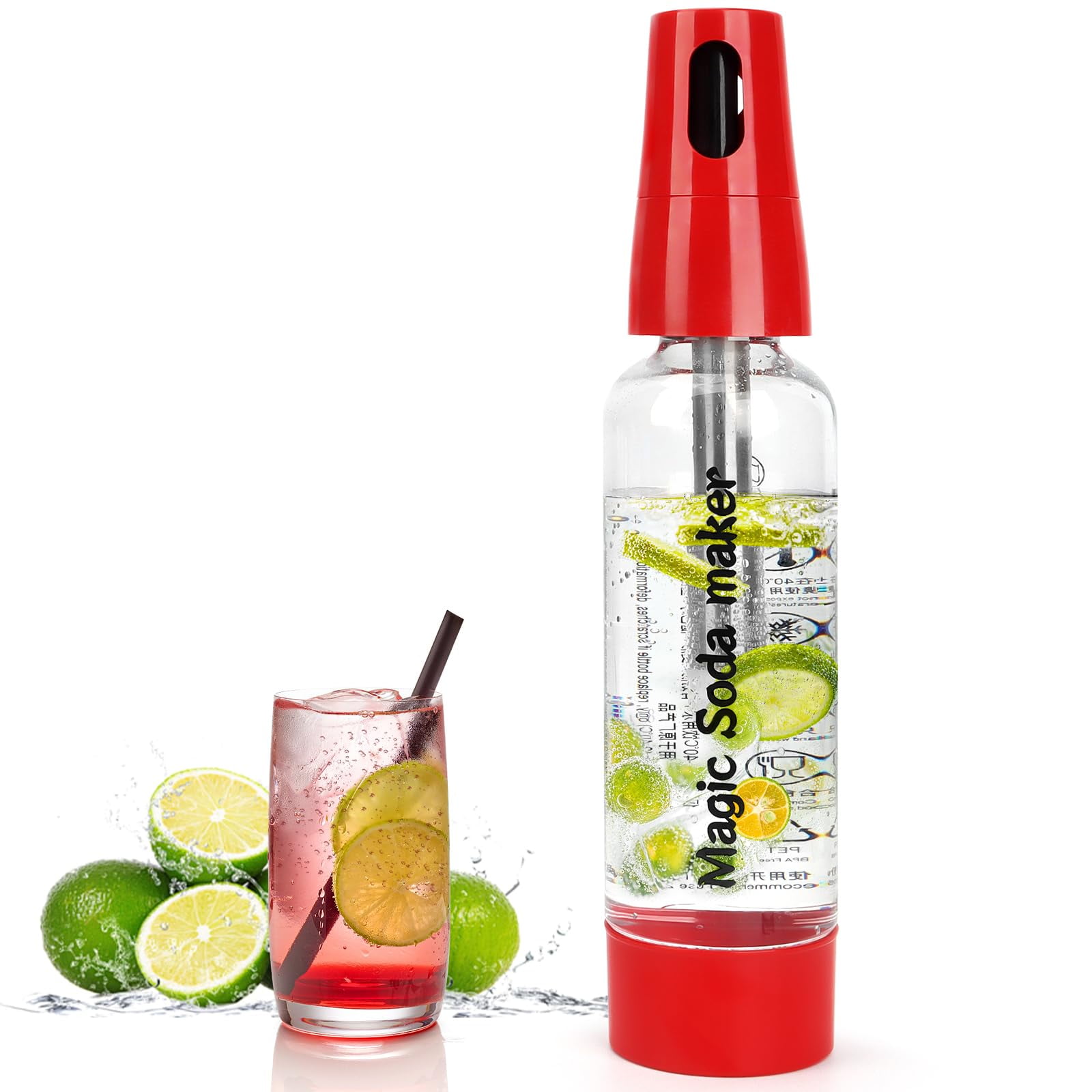 Portable Soda Siphon, 1L Travel Sparkling Water Maker Machine for Home ...