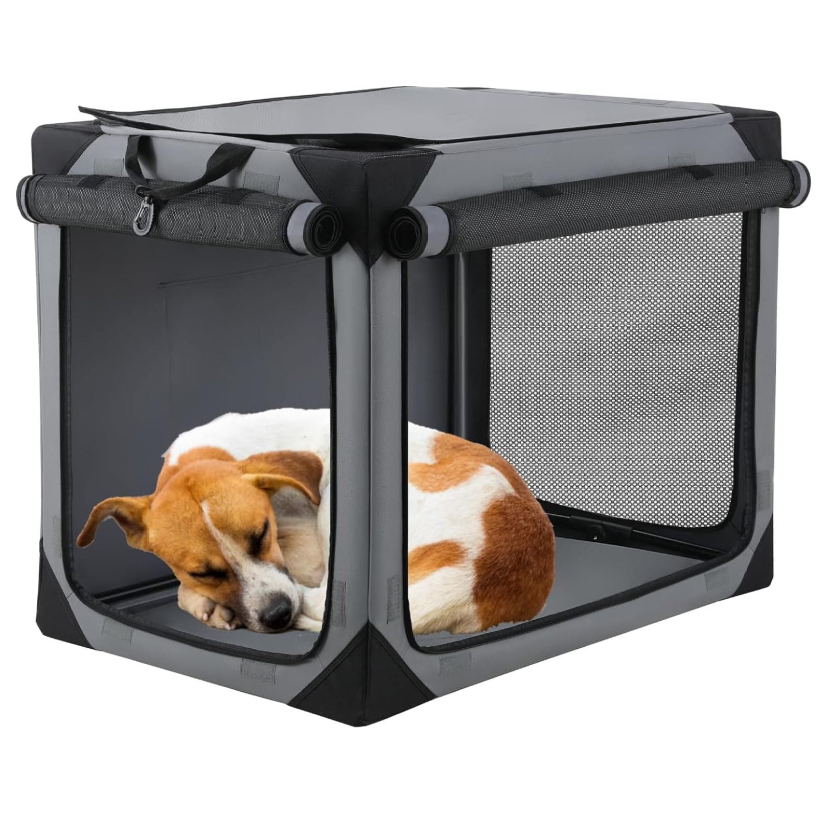 Portable Soft Dog Crate for Medium/Large Dogs, Collapsible 4-Door ...