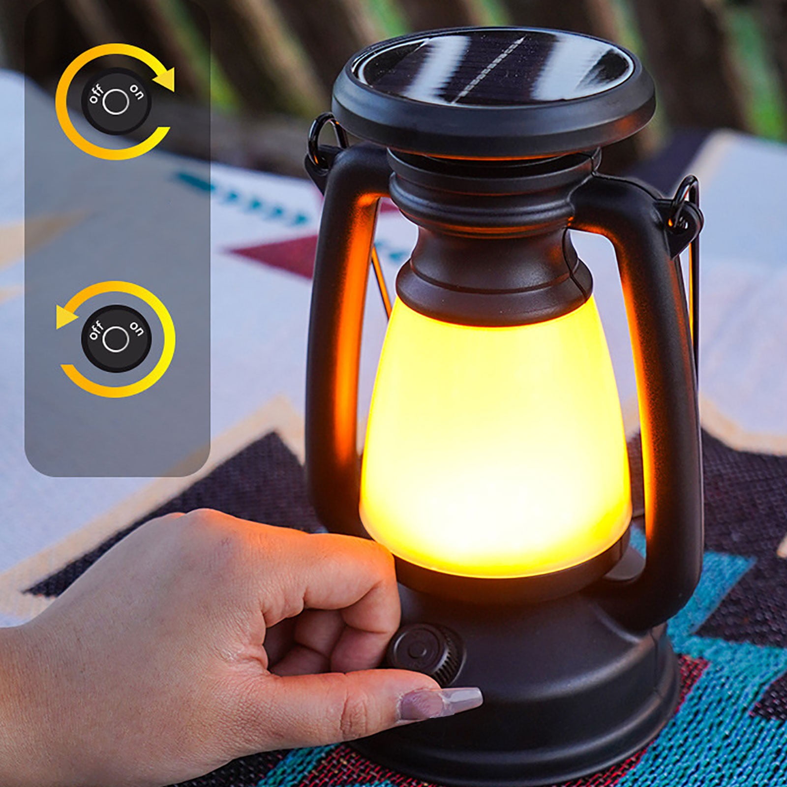 Portable Solar Camping Light, 1200mAh TYPE-C Rechargeable, LED Dimmable ...