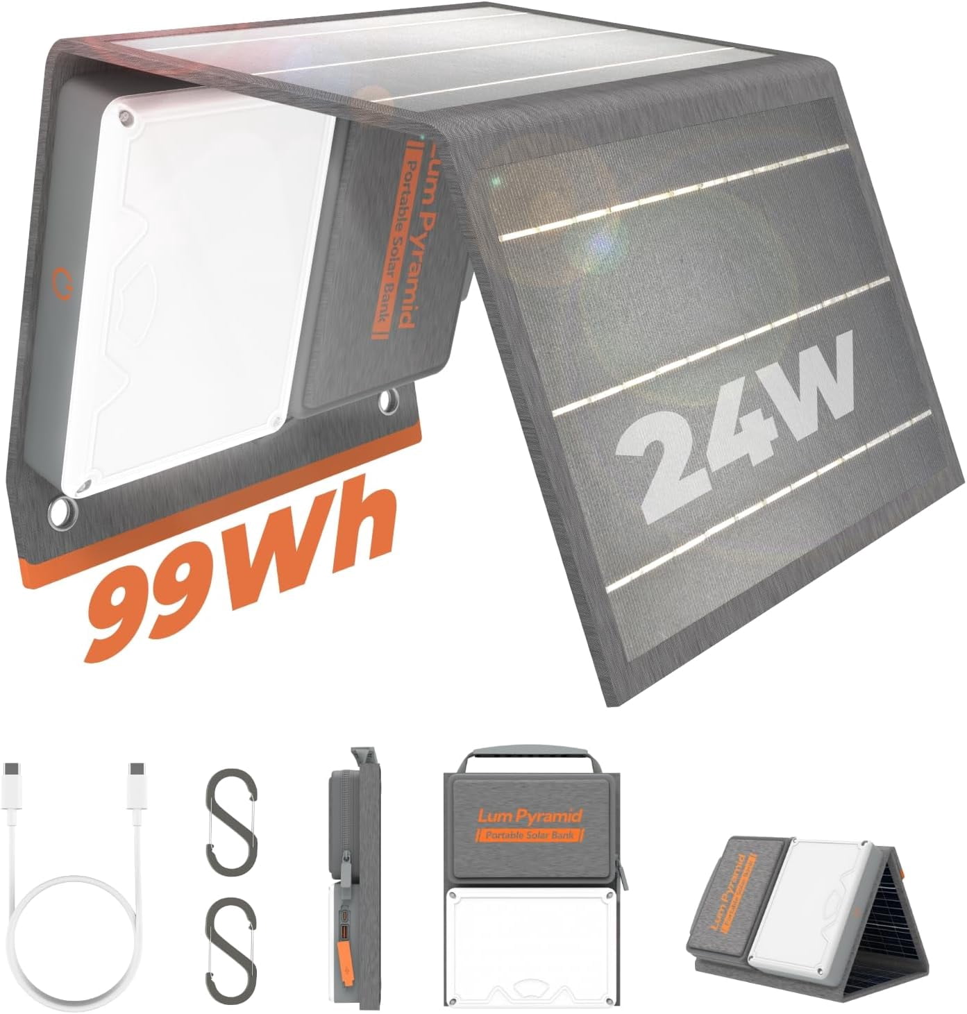 Portable Solar Charger 99.9 Wh Battery Bank Equipped with 24W Foldable ...
