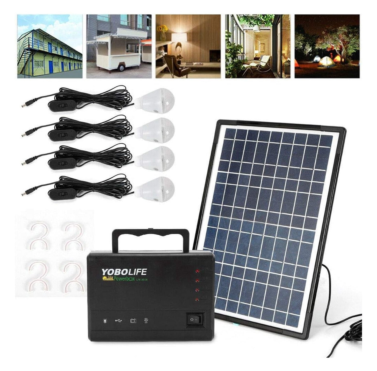 Portable Solar Generator with Solar Panel & LED Bulb, Solar Powered ...