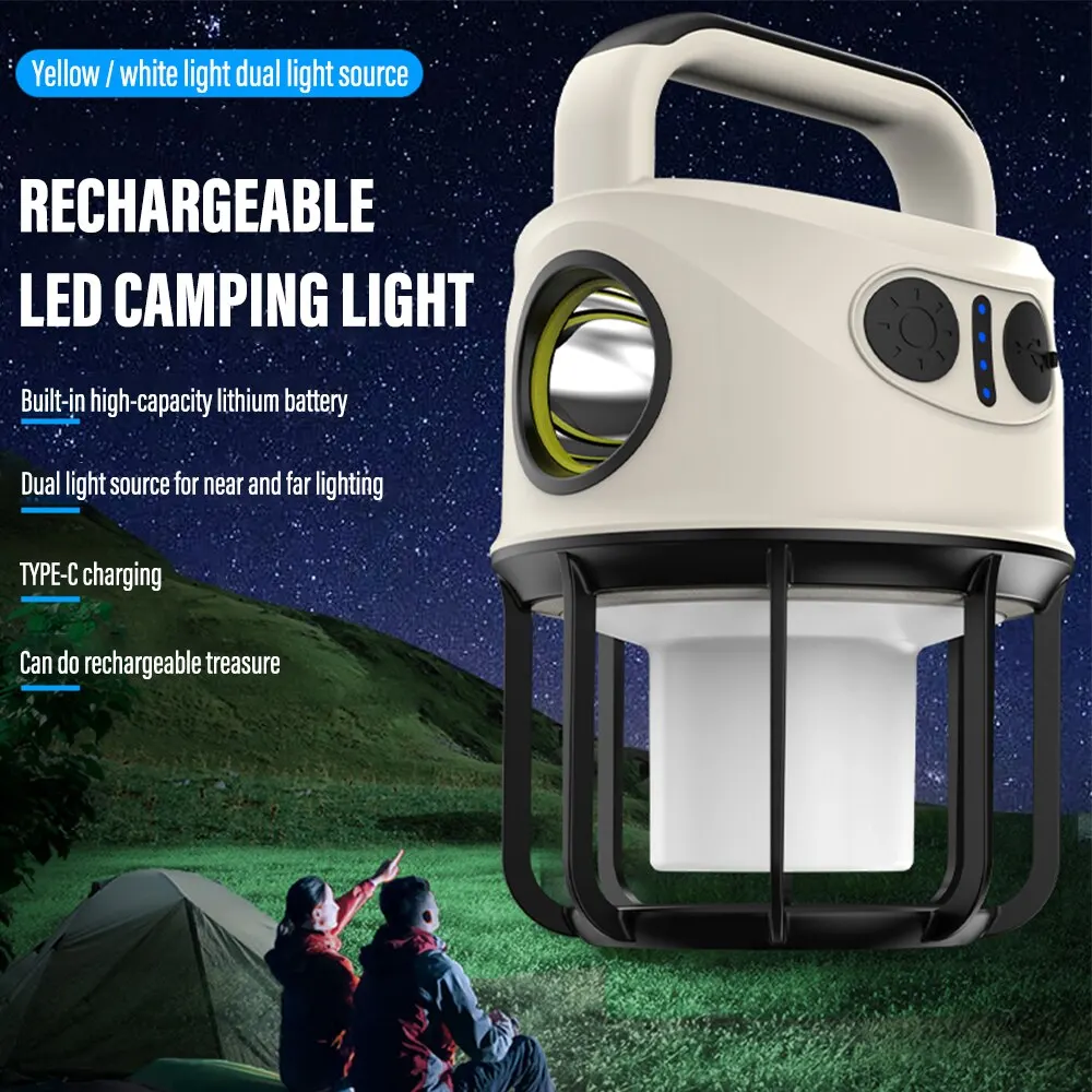 Portable Solar LED Camping Lantern Type-C Rechargeable Waterproof Lamp ...