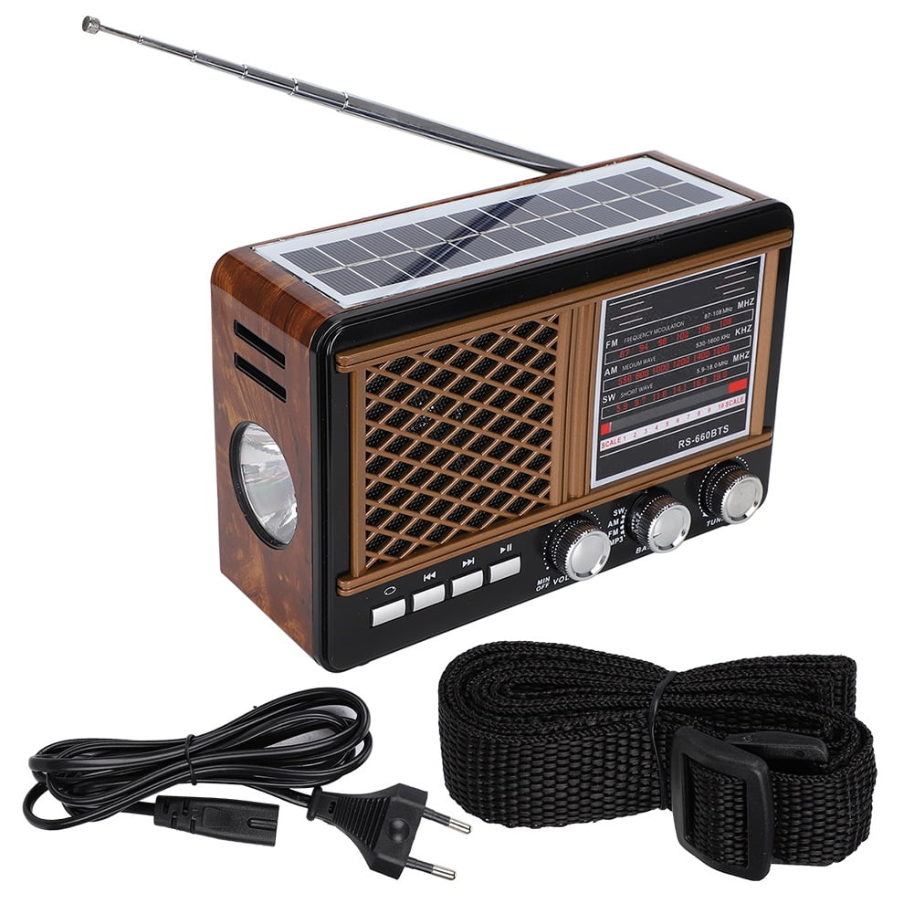 Portable Solar Multiple Band FM/AM/SW Bluetooth Card Plug-in Radio (EU ...