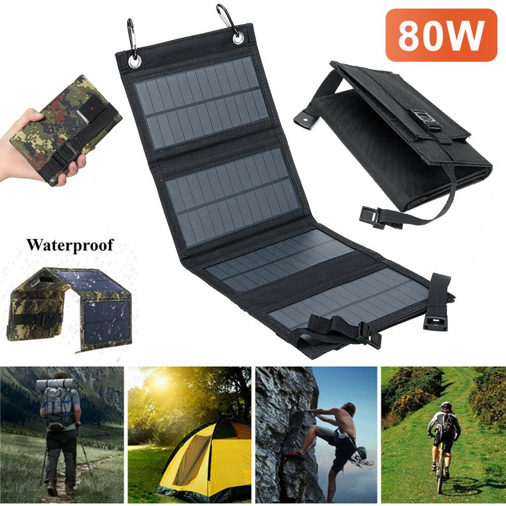 80W Portable Solar Panel, Power Charge USB, Foldable Battery Charger ...