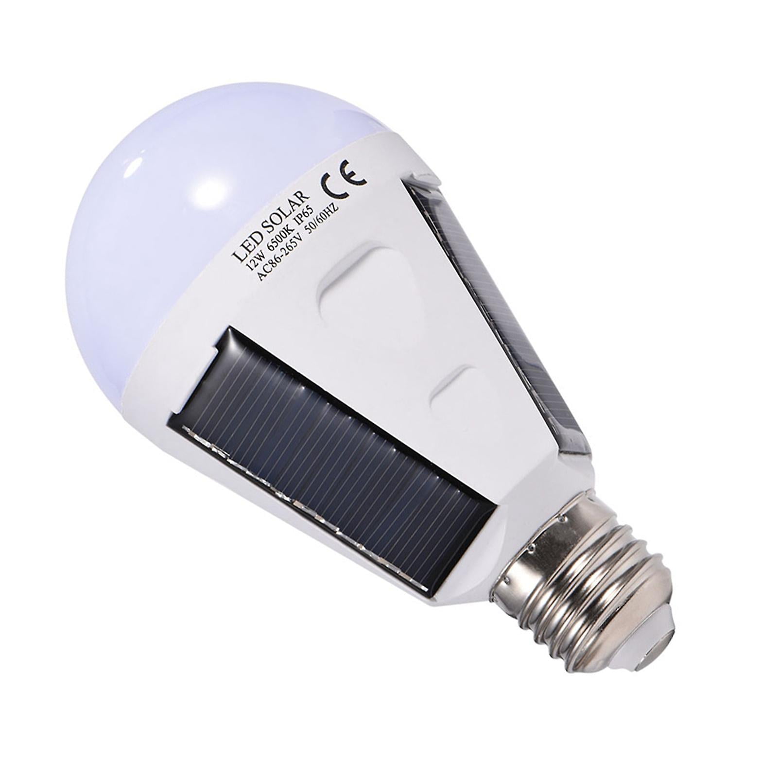 Portable Solar Panel LED Light Bulb 12W - Waterproof Indoor/Outdoor ...