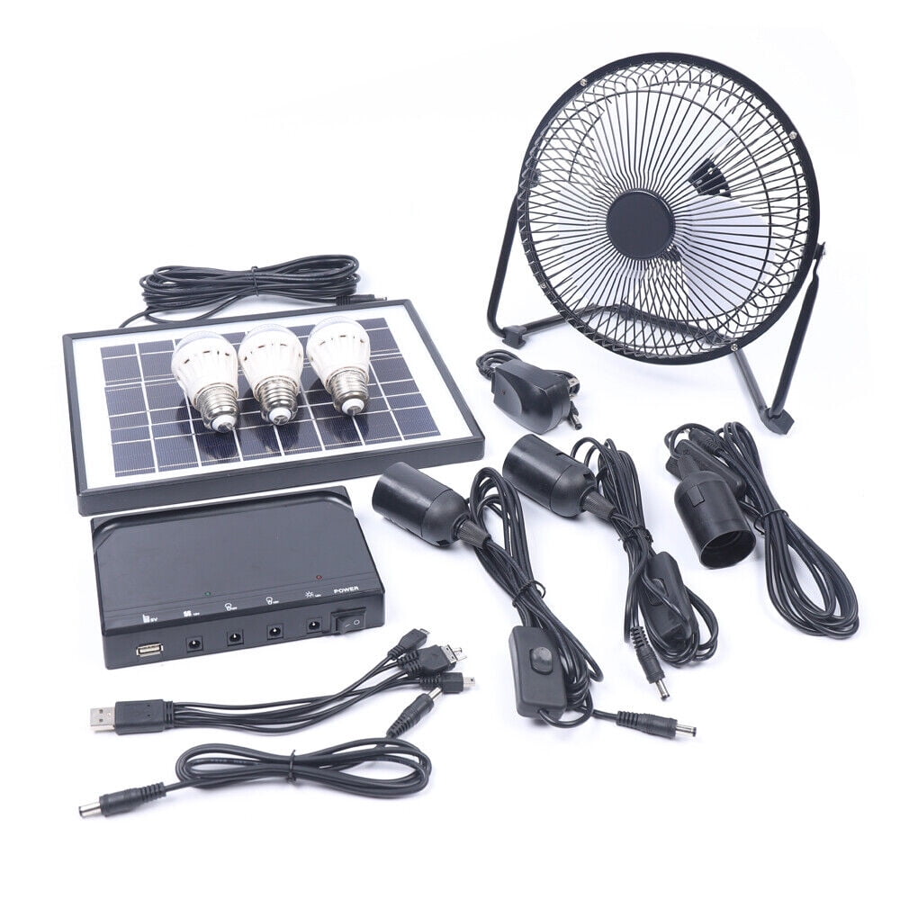 Portable Solar Panel Power System Kit Generator Charger with LED Light ...