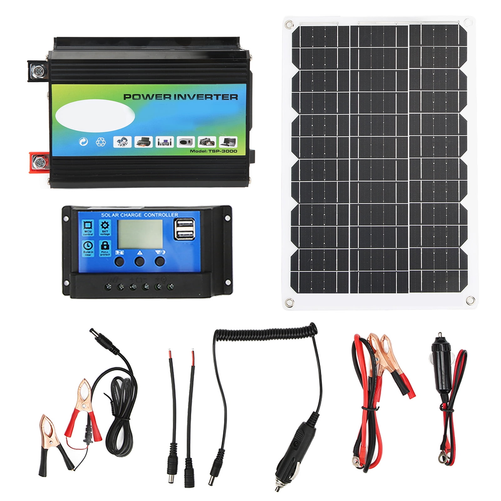 Portable Solar Power Kit Inverter with Dual USB 30A 12V 24V Solar ...