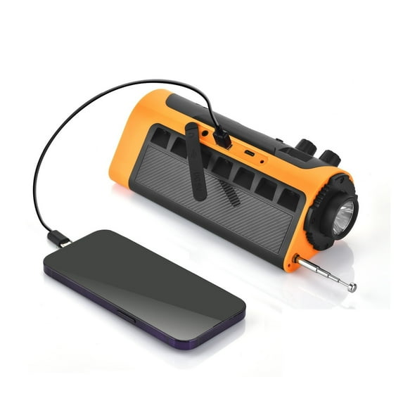Portable Solar-Powered Hand Crank Radio with Digital Display, LED ...