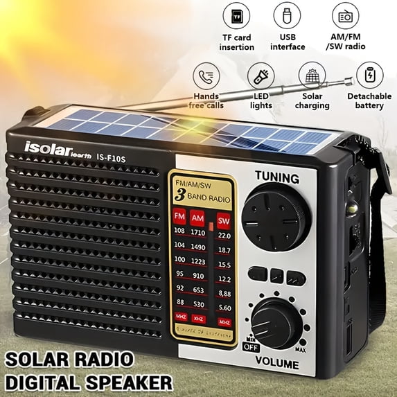 Portable Solar Radio Speaker with FM/AM, MP3 Player & Flashlight ...