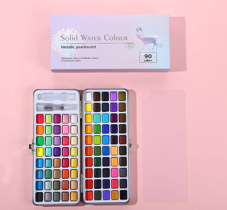 Portable Solid Watercolor Set, 24 Colors Included, Lightweight Palette ...