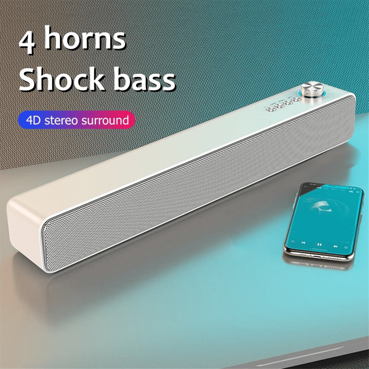 Portable Sound Bar Computer Speakers AUX Wired Wireless Bluetooth ...