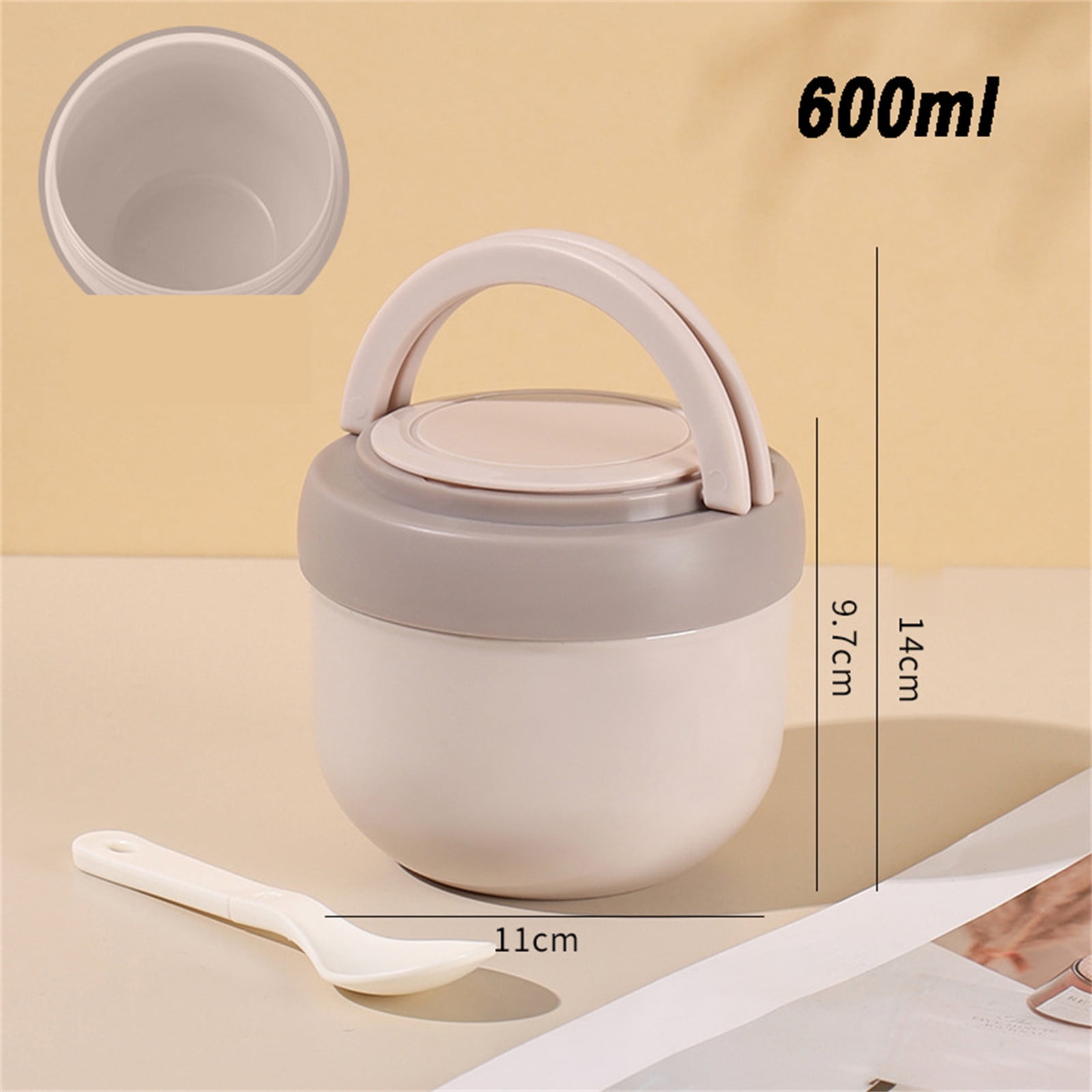 Portable Soup Cup with Spoon Mini Food Container for Breakfast Cereal ...