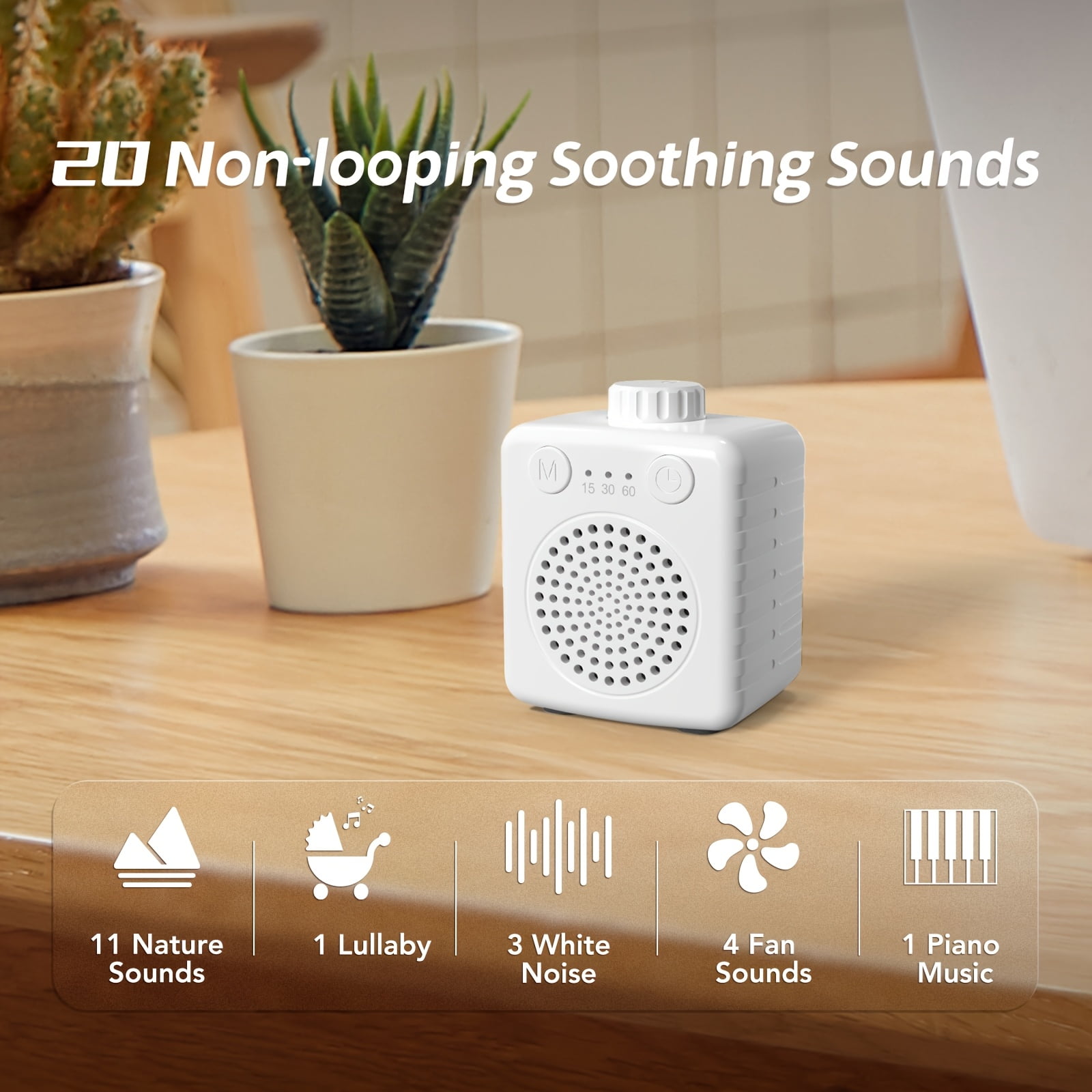 FANRUINA Portable White Noise Machine 20 Soothing Sounds 4 Timers For ...