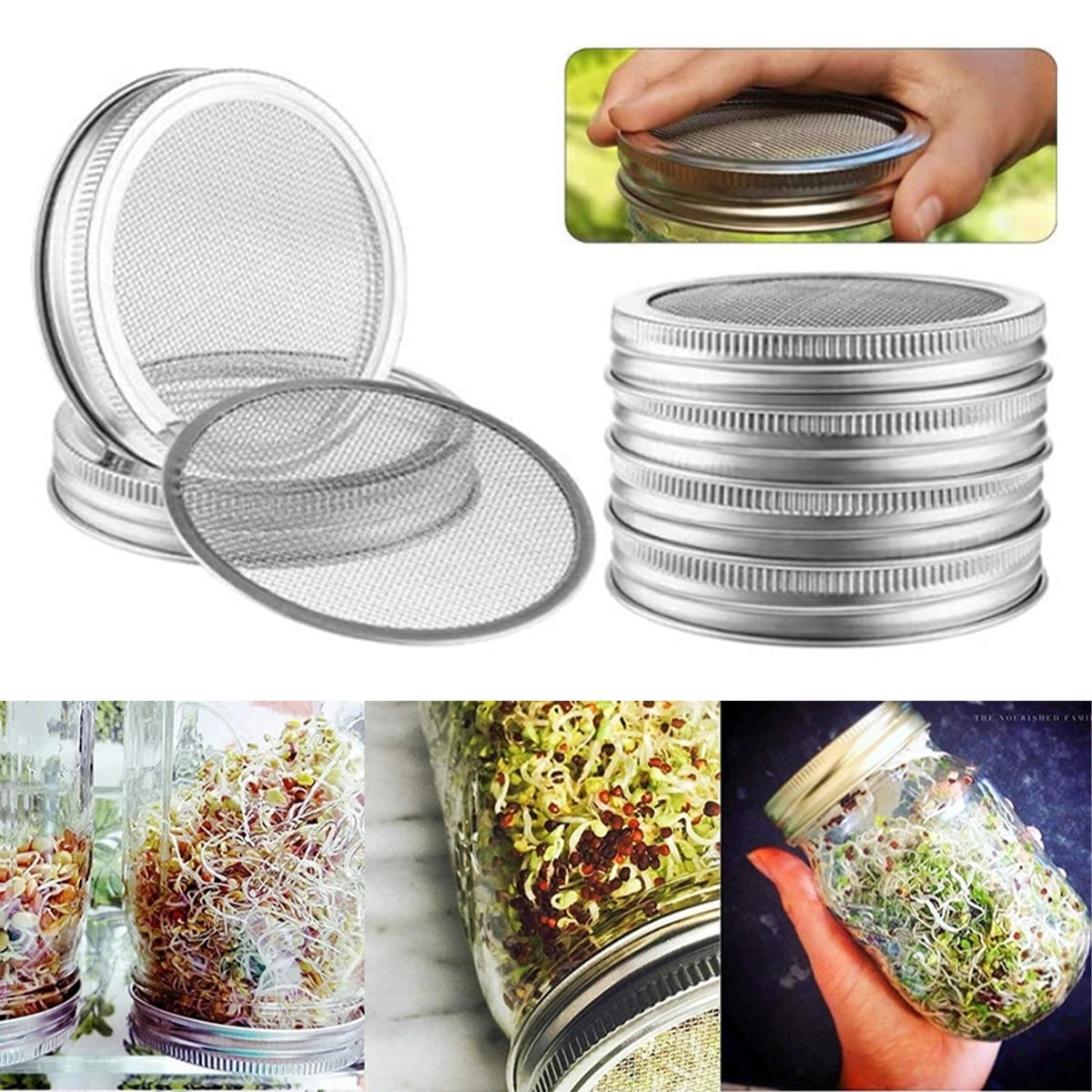 Portable Sprouting Jar Lids Stainless Steel Mesh Screen Seed Sprout Can ...